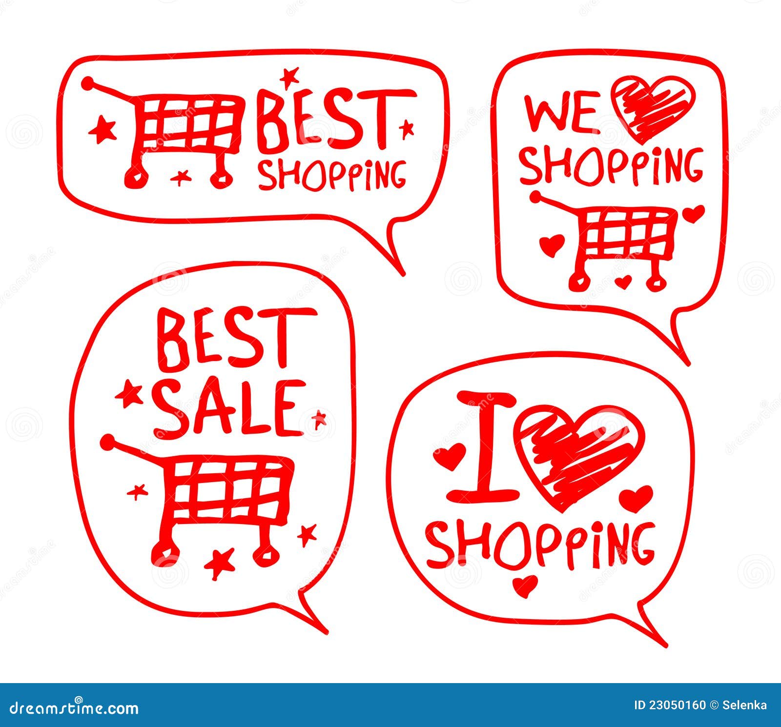 We Love Shopping Illustration. Stock Vector - Illustration of hand ...