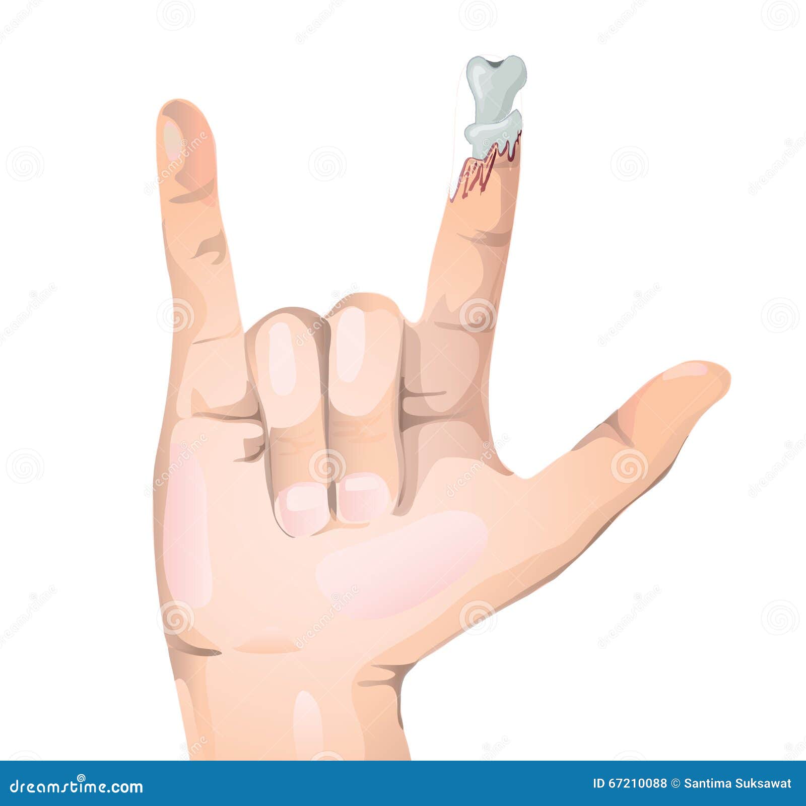 Love Sign and Bone Inside Hand Stock Vector - Illustration of finger ...