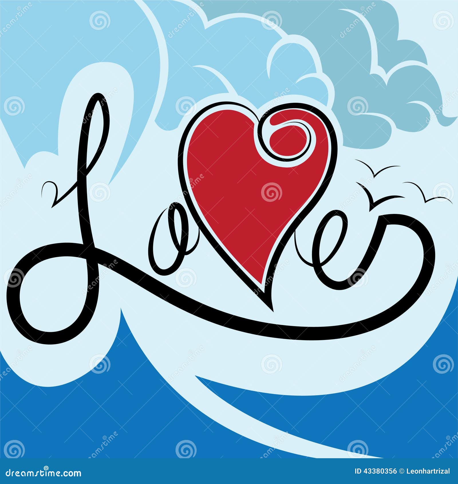 Love in the sky stock vector. Illustration of heart, cloud - 43380356