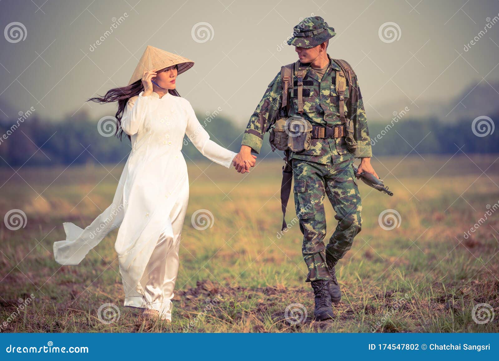 Love of soldier stock photo. Image of dress, silhouette - 174547802