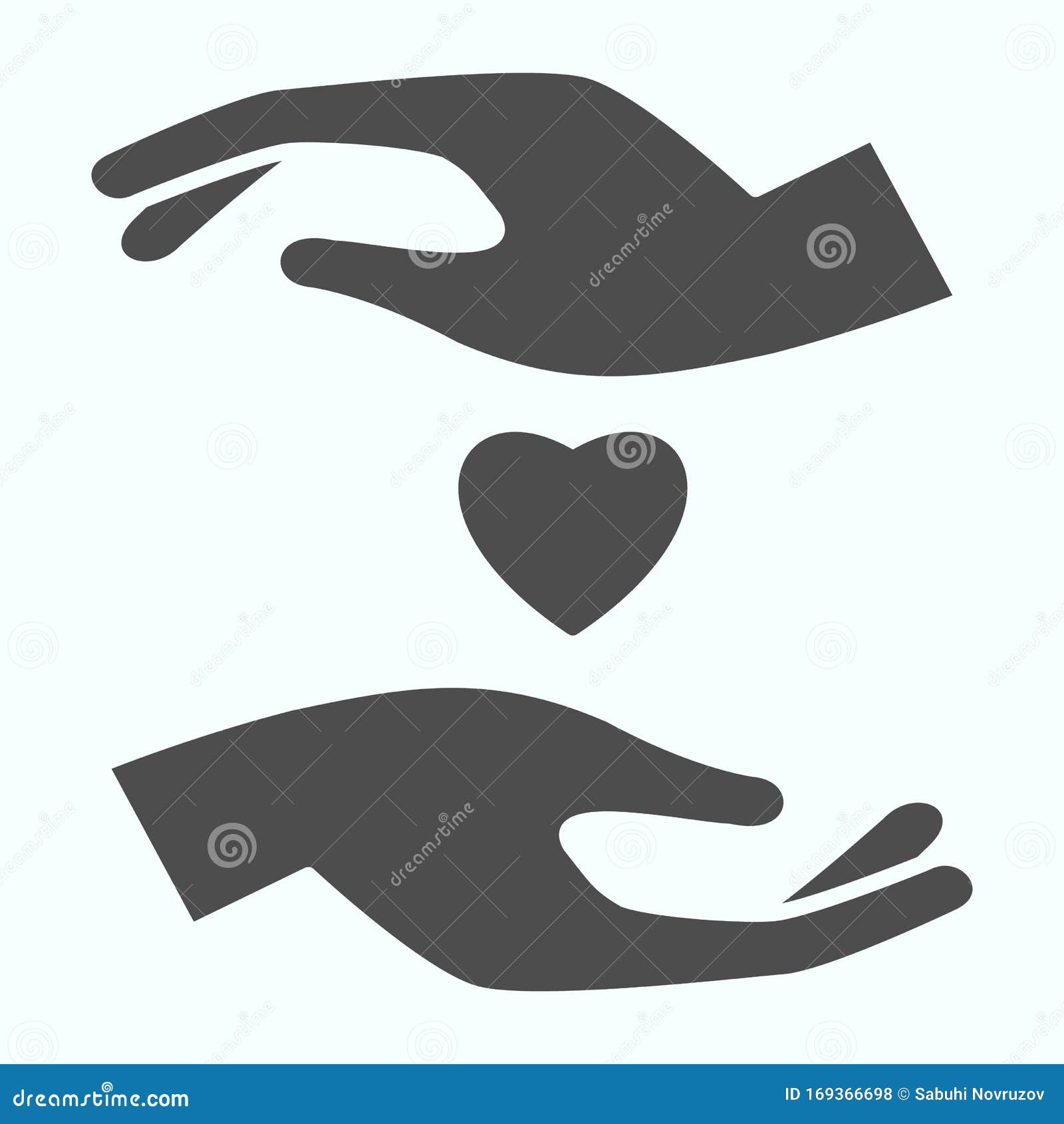 Love Solid Icon Heart Between Two Hands Vector Illustration Isolated