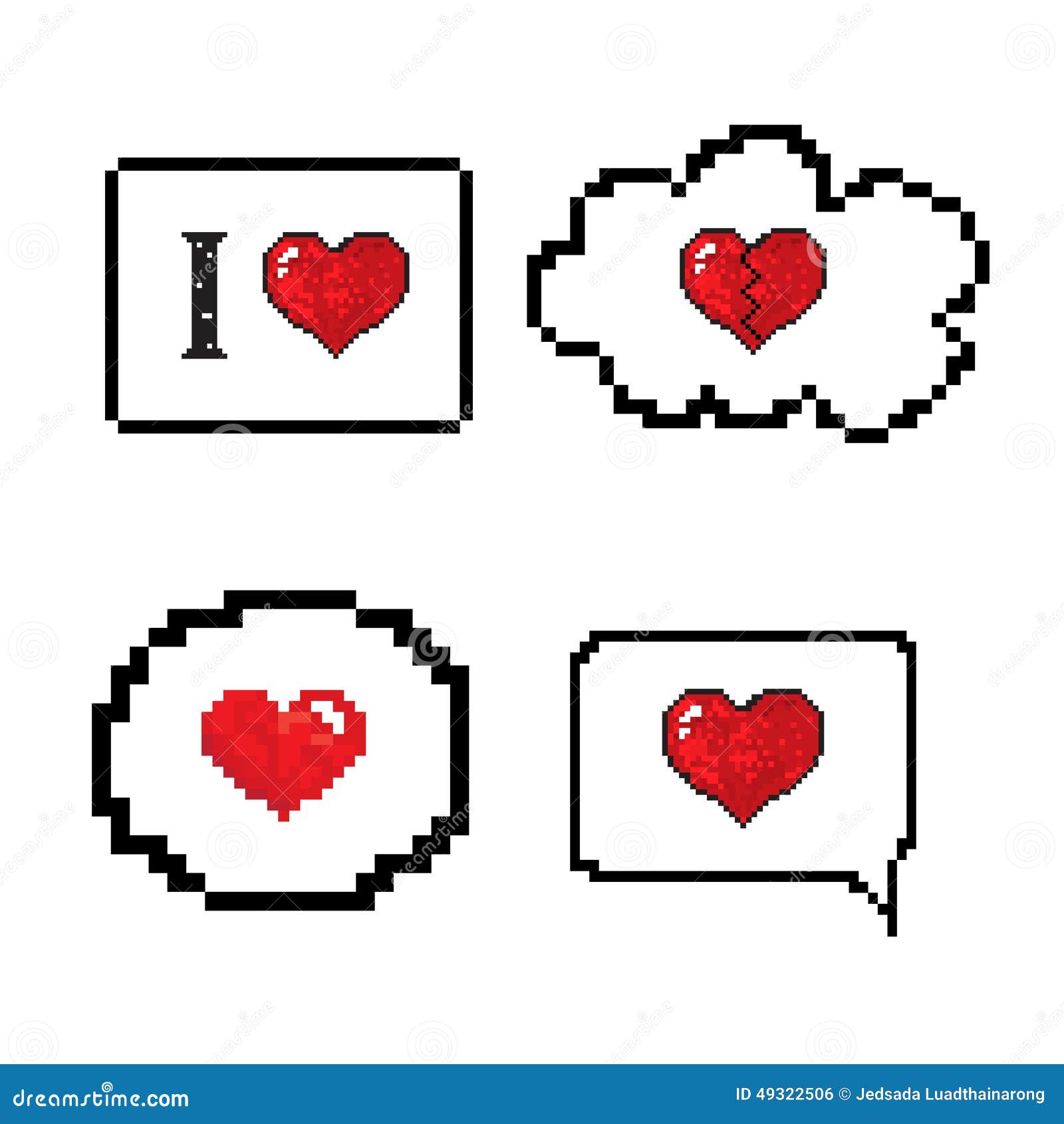 Love Speech Bubble Pixels Art Stlye Stock Vector - Illustration of post ...