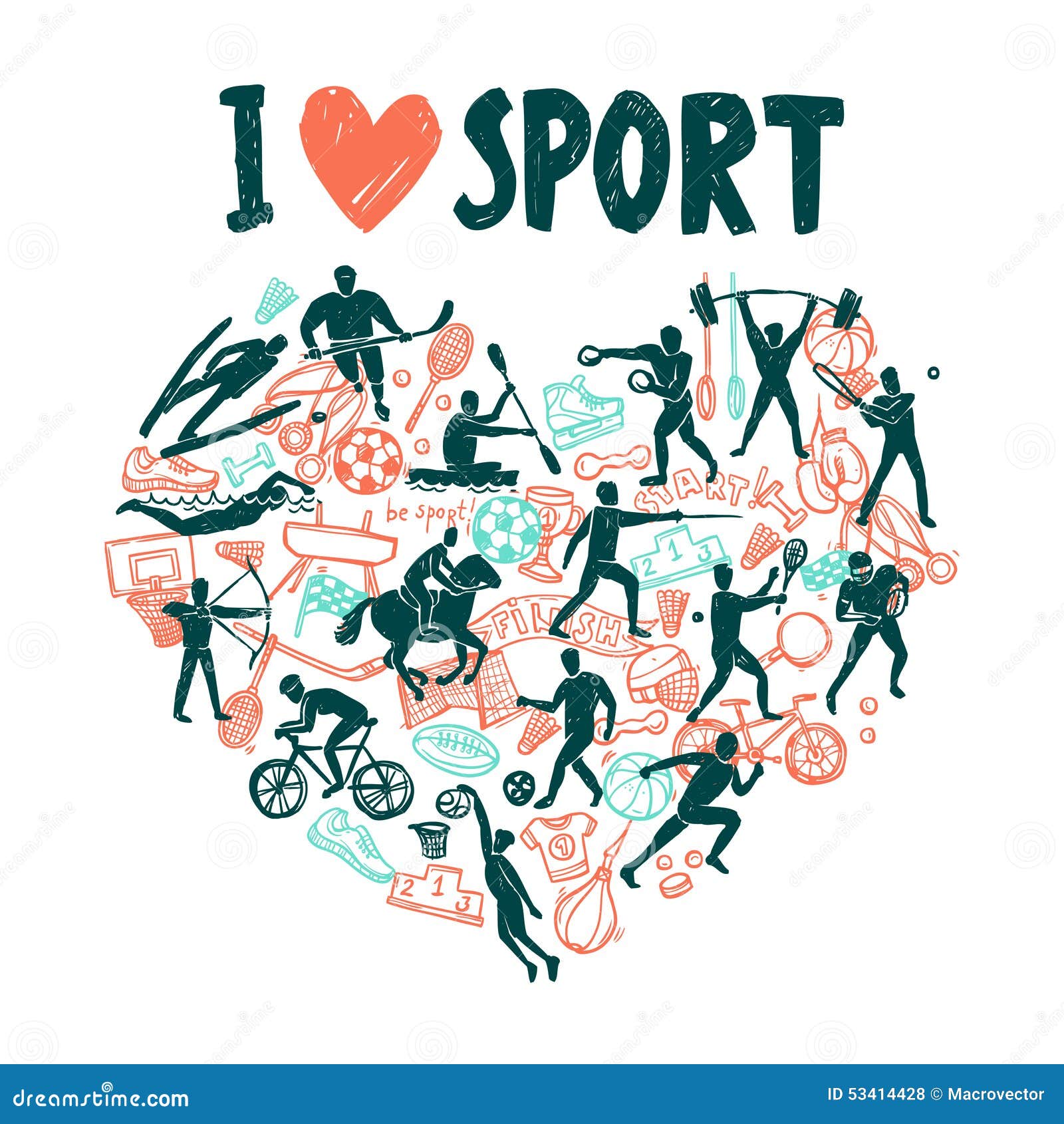 I Love Sport Poster Cartoon Vector | CartoonDealer.com #74286679