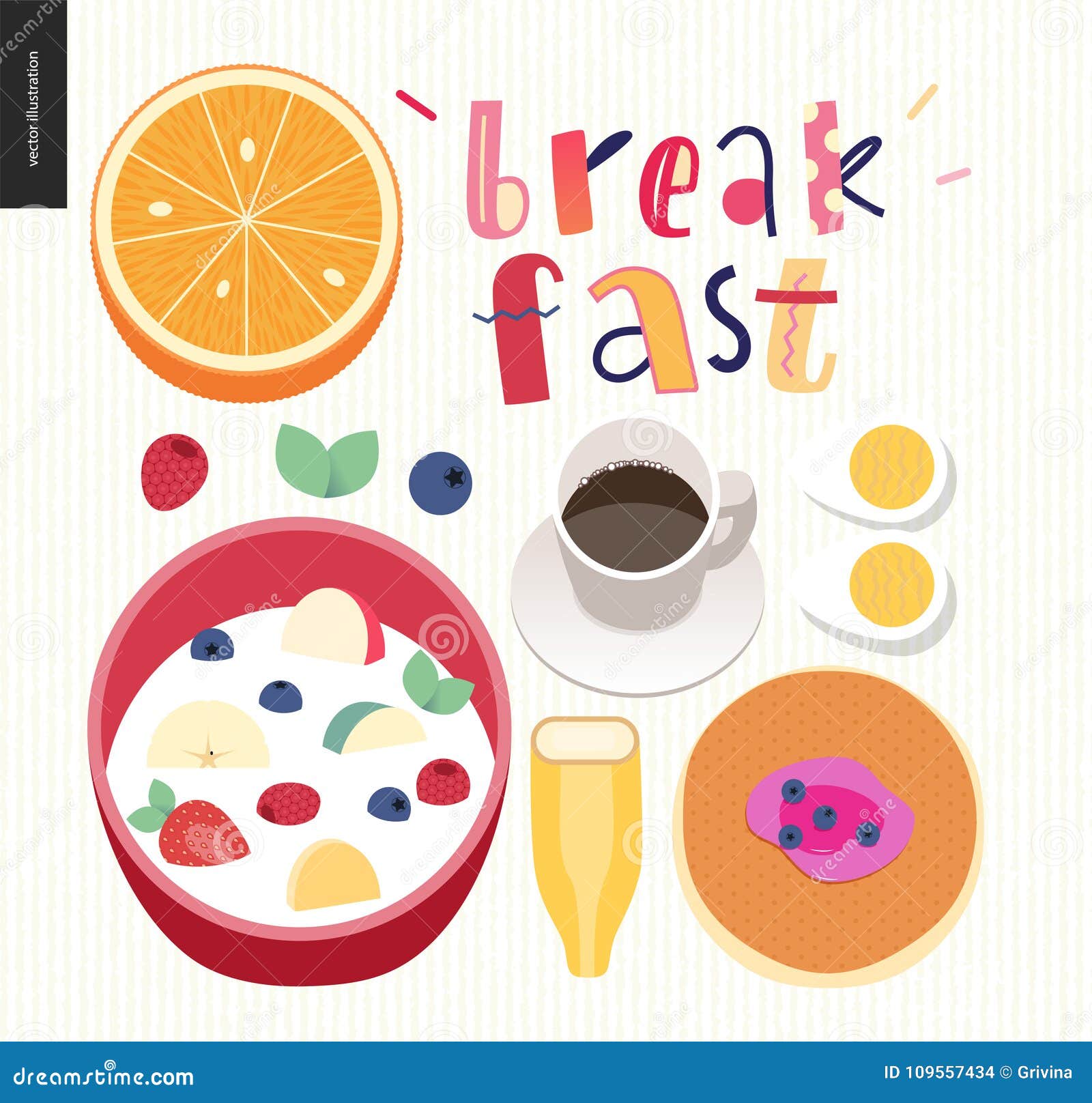Love, Spring, Breakfast Lettering Composition Stock Vector ...