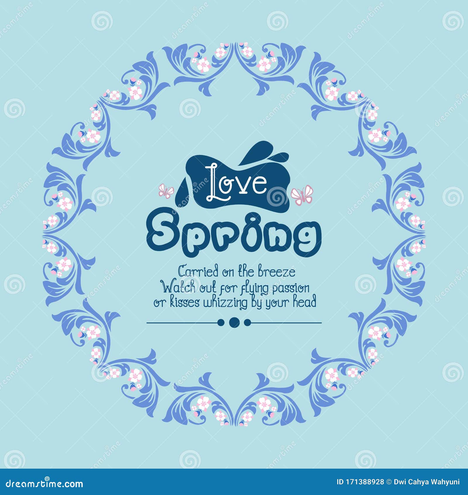 The Love Spring Card Design, with Seamless Pattern of Leaf and Flower ...