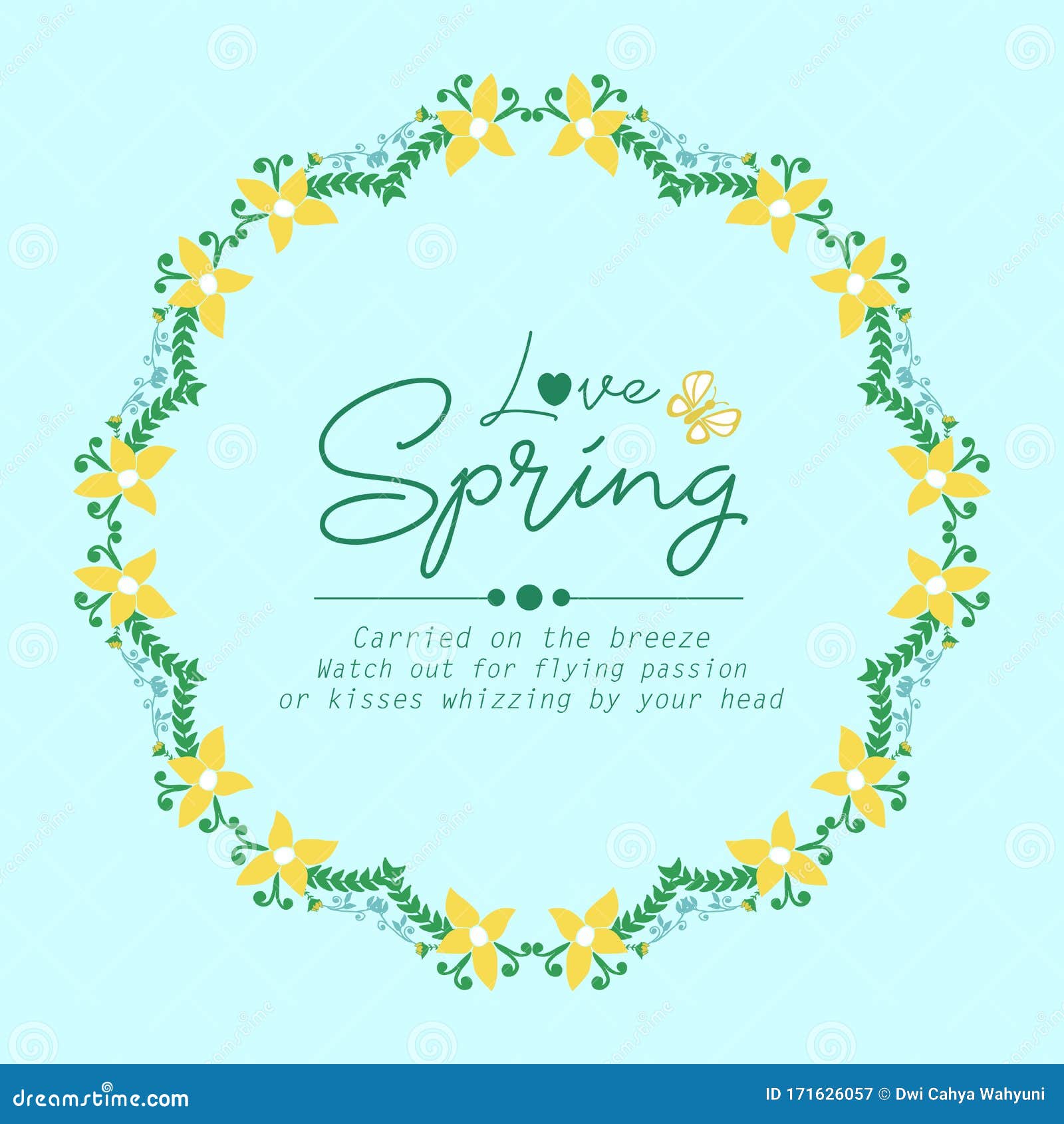 The Love Spring Greeting Card Design, with Elegant Pattern of Leaf and ...