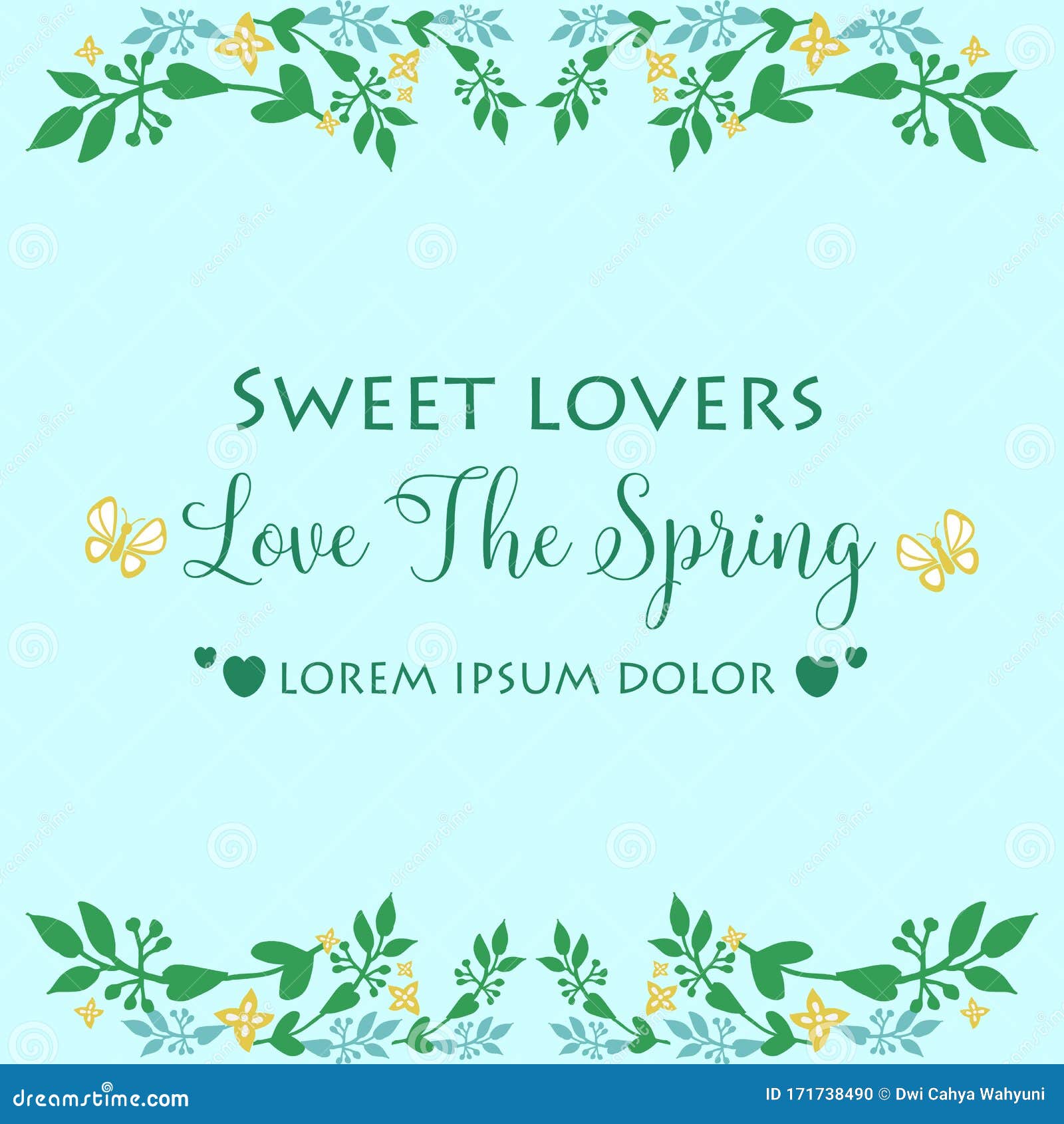 Love Spring of Invitation Card Design, with Leaf and Flower Simple ...