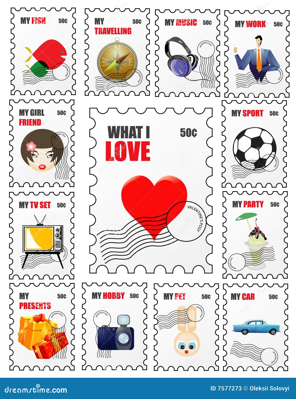 Love stamps stock vector. Illustration of business, heart - 7577273
