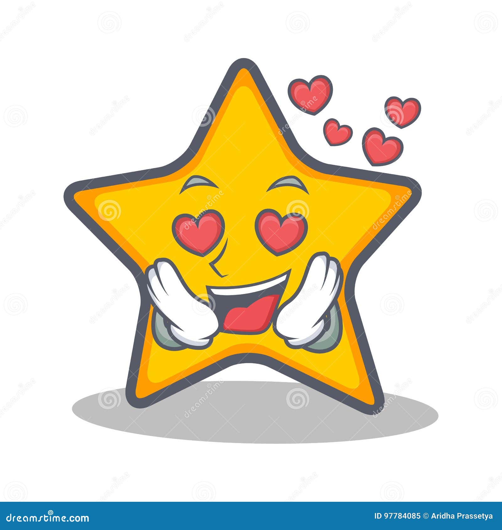 In Love Star Character Cartoon Style Stock Vector - Illustration of ...