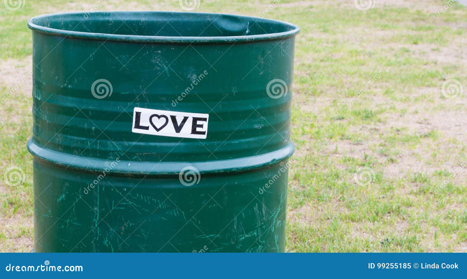 `Love` Sticker on a Trash Barrel Stock Image - Image of ensign, heart ...