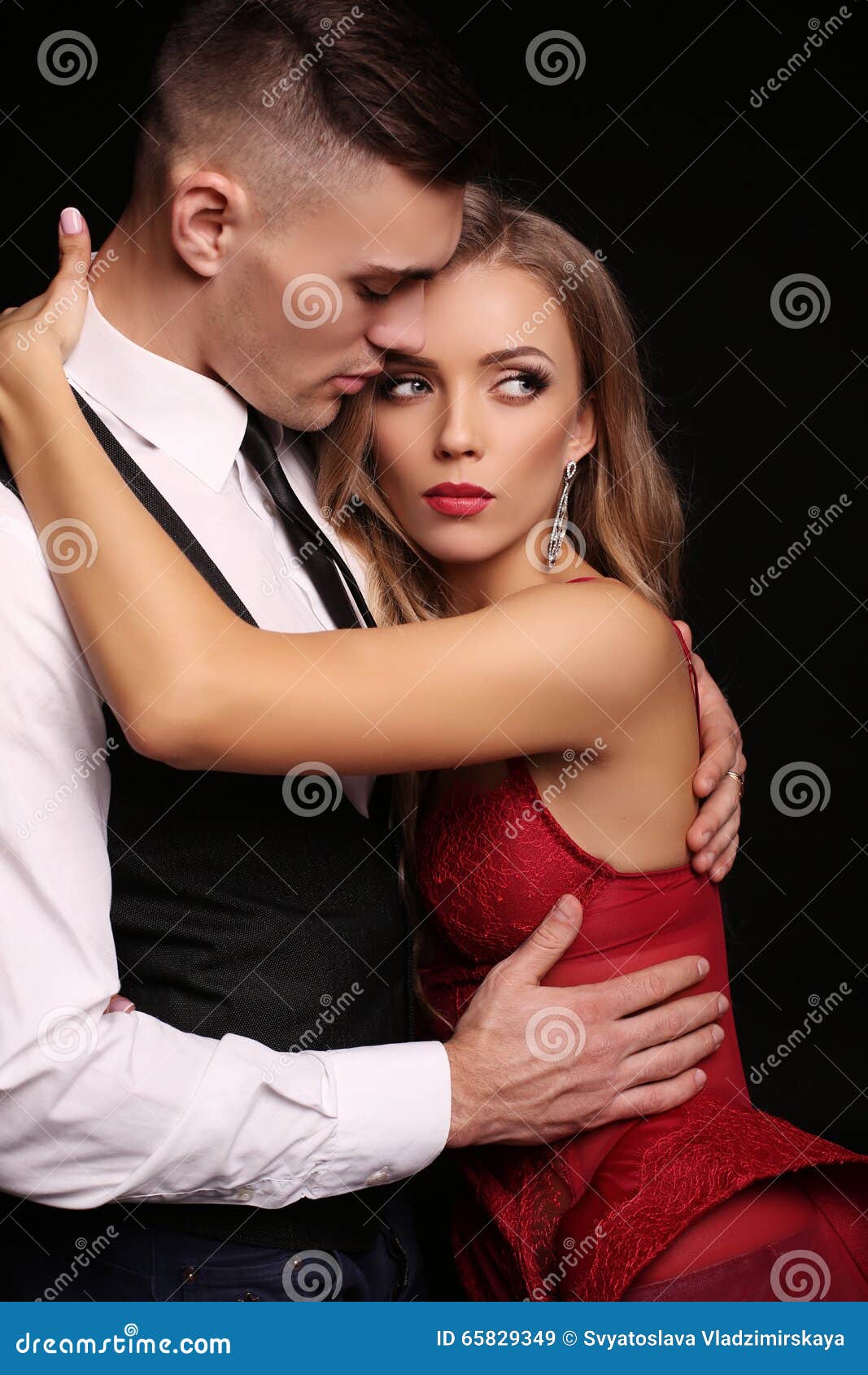 Love Story Beatiful Couple Gorgeous Blond Woman And Handsome Man