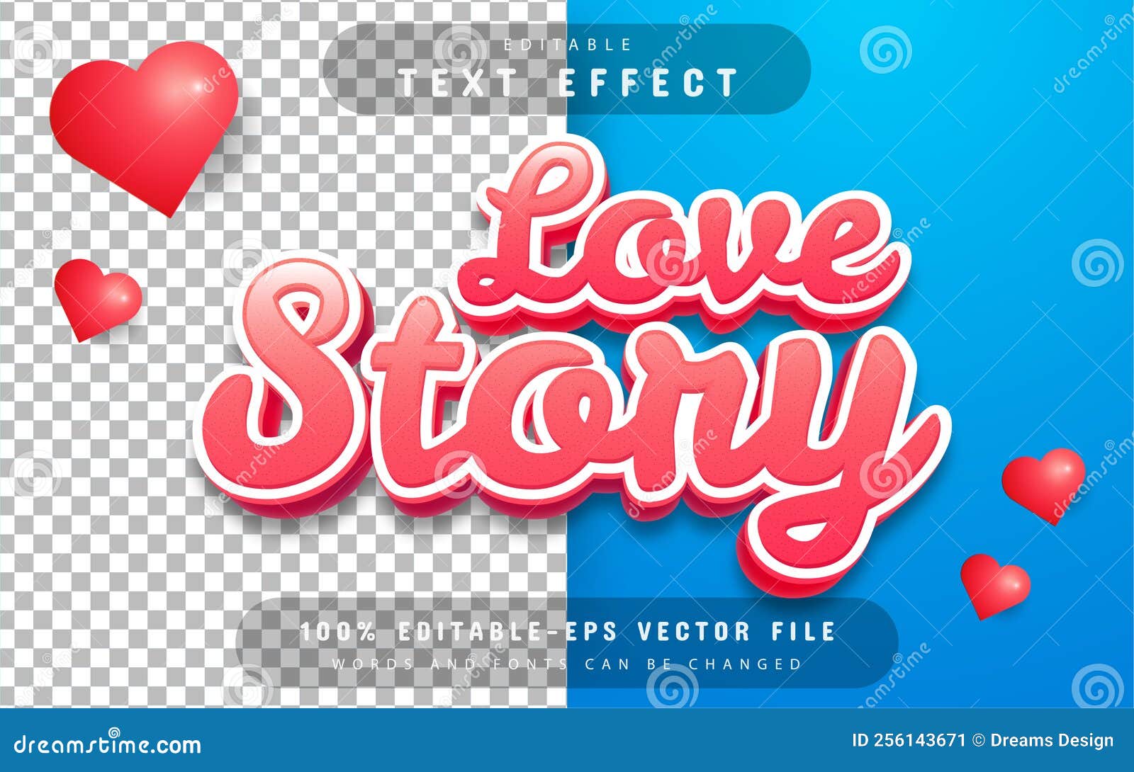 Love Story Text Effect Editable Stock Vector - Illustration of bright ...