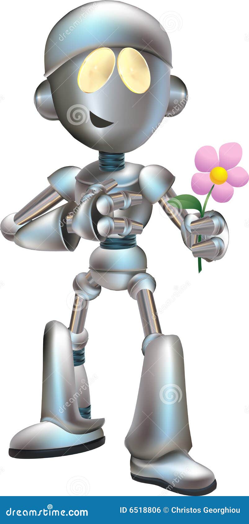 Love Struck Robot with Flower Stock Vector - Illustration of copy ...