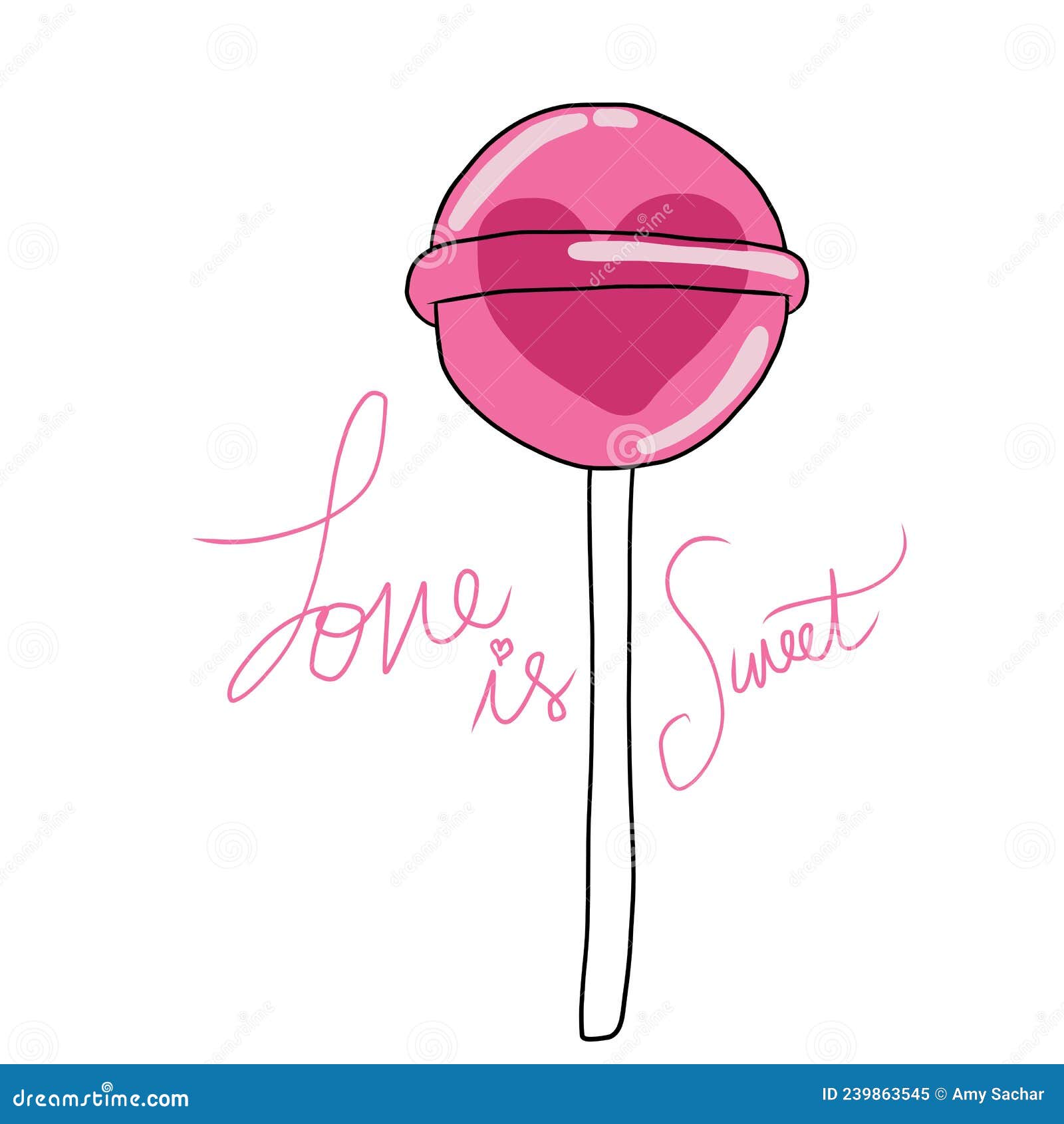 Love is Sweet, Candy with Heart Inside Cartoon Illustration Stock ...