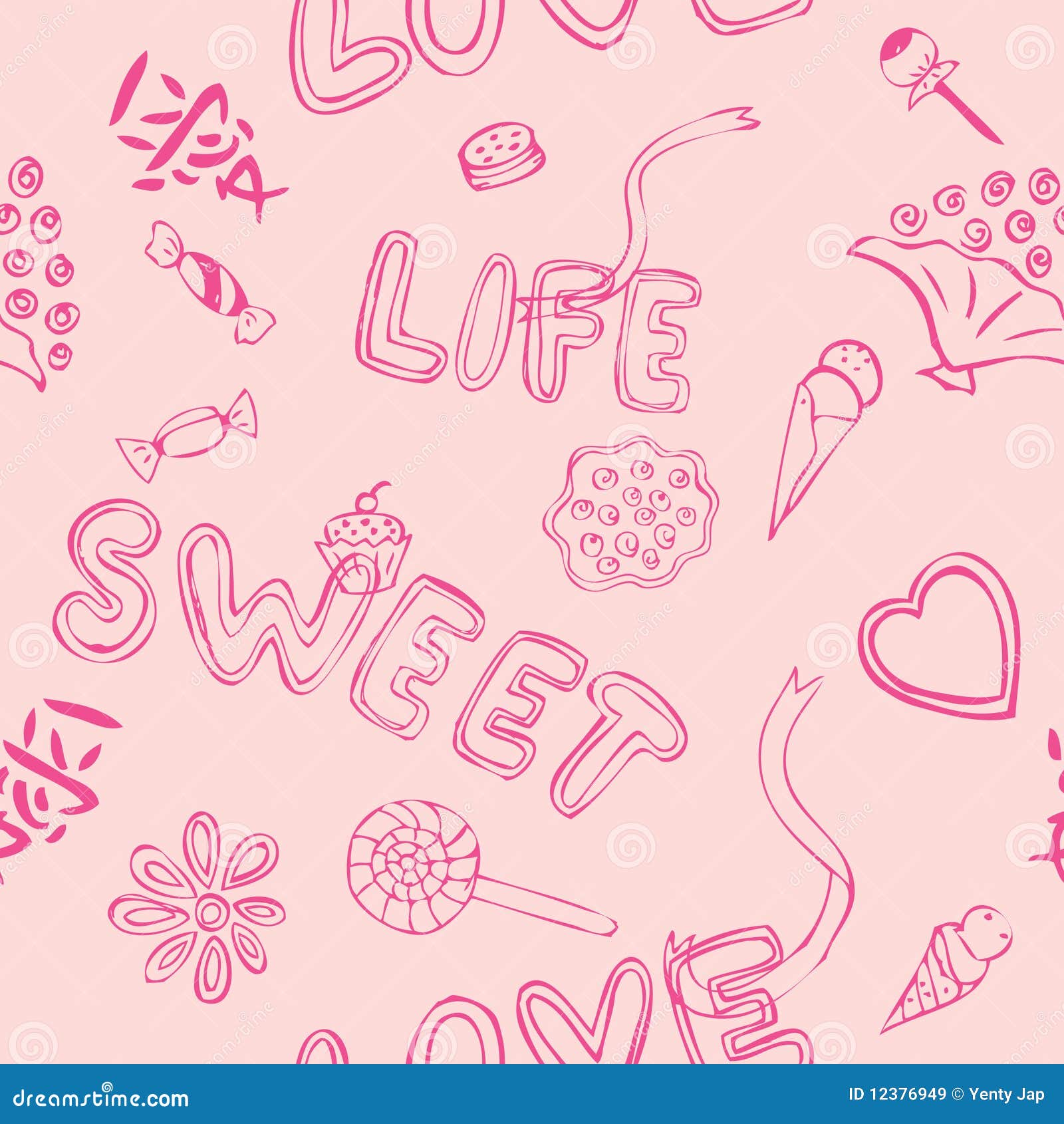 Love Sweet Pattern stock vector. Illustration of cake - 12376949