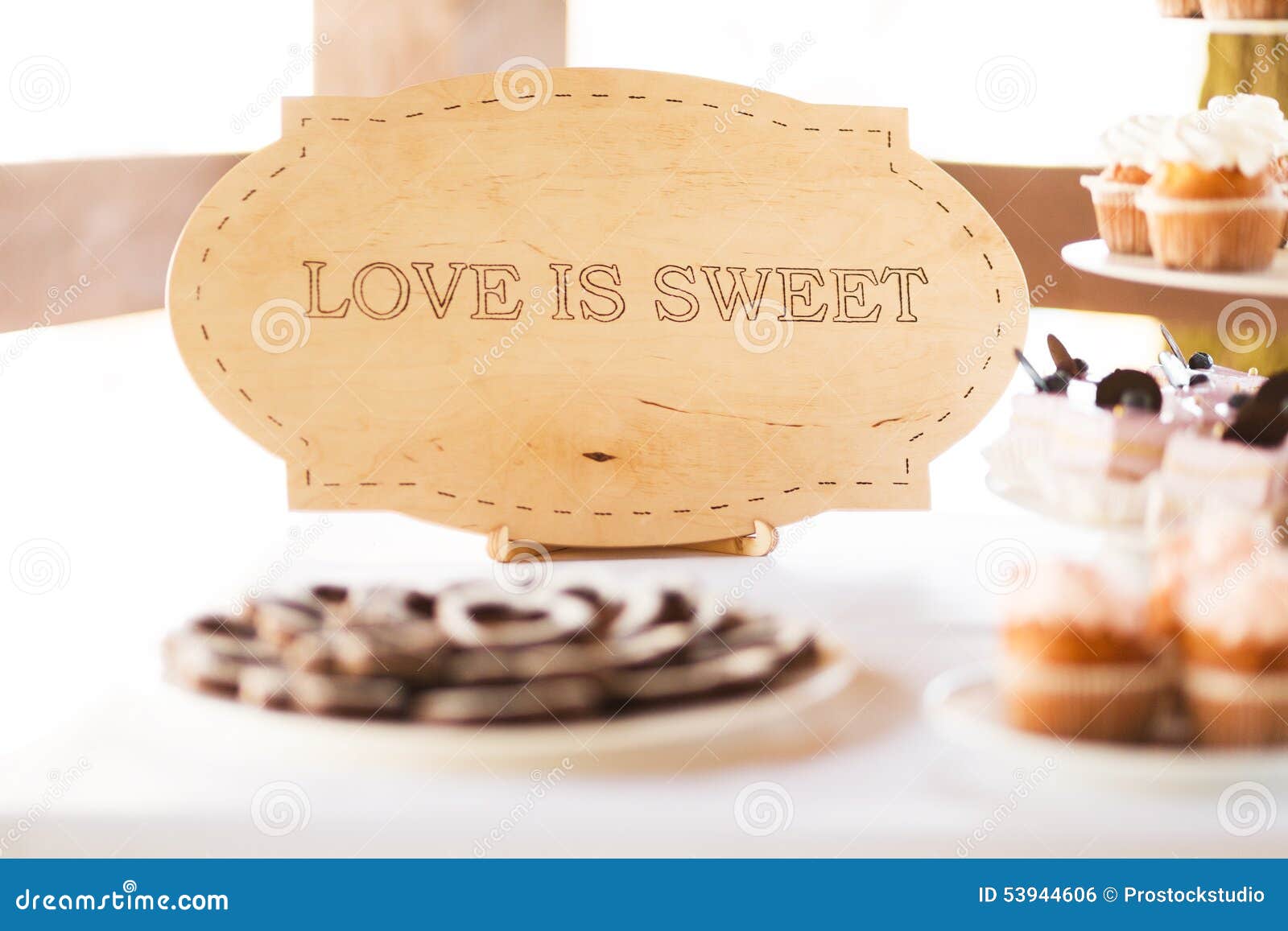 Love is Sweet Sign at Candy Bar Table Stock Photo - Image of heart ...