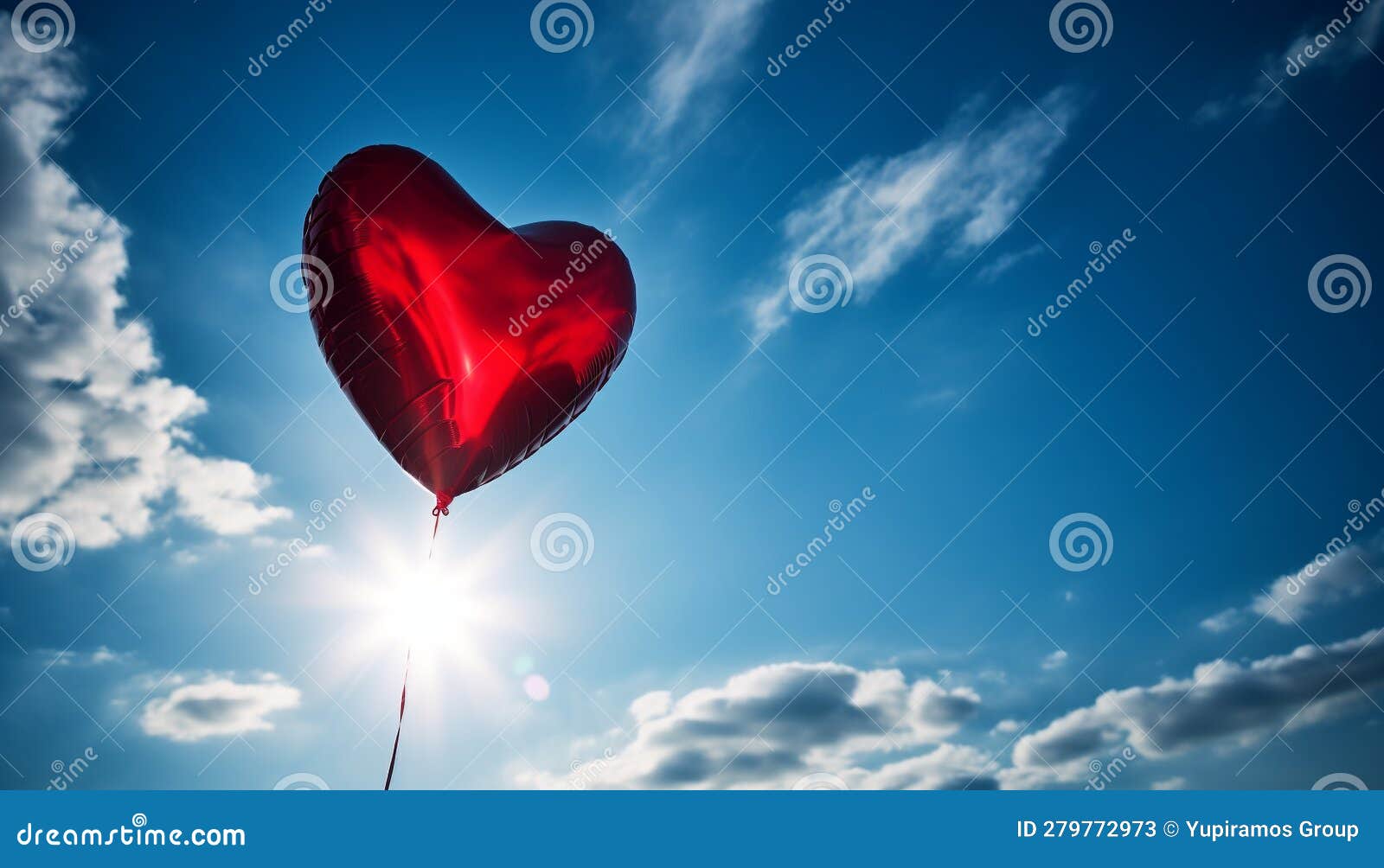 Love Symbol Flying in Bright Blue Sky, Celebrating Romance Outdoors ...