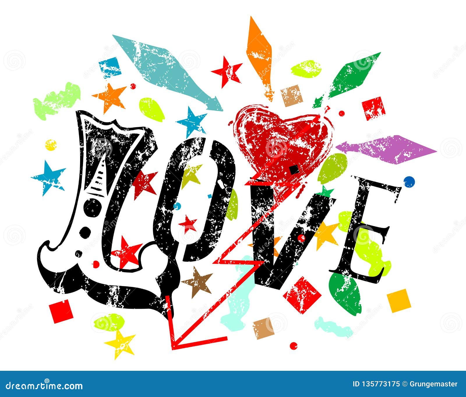 Love Symbol Grunge Style Vector Illustration, Grunge Structure Stock ...