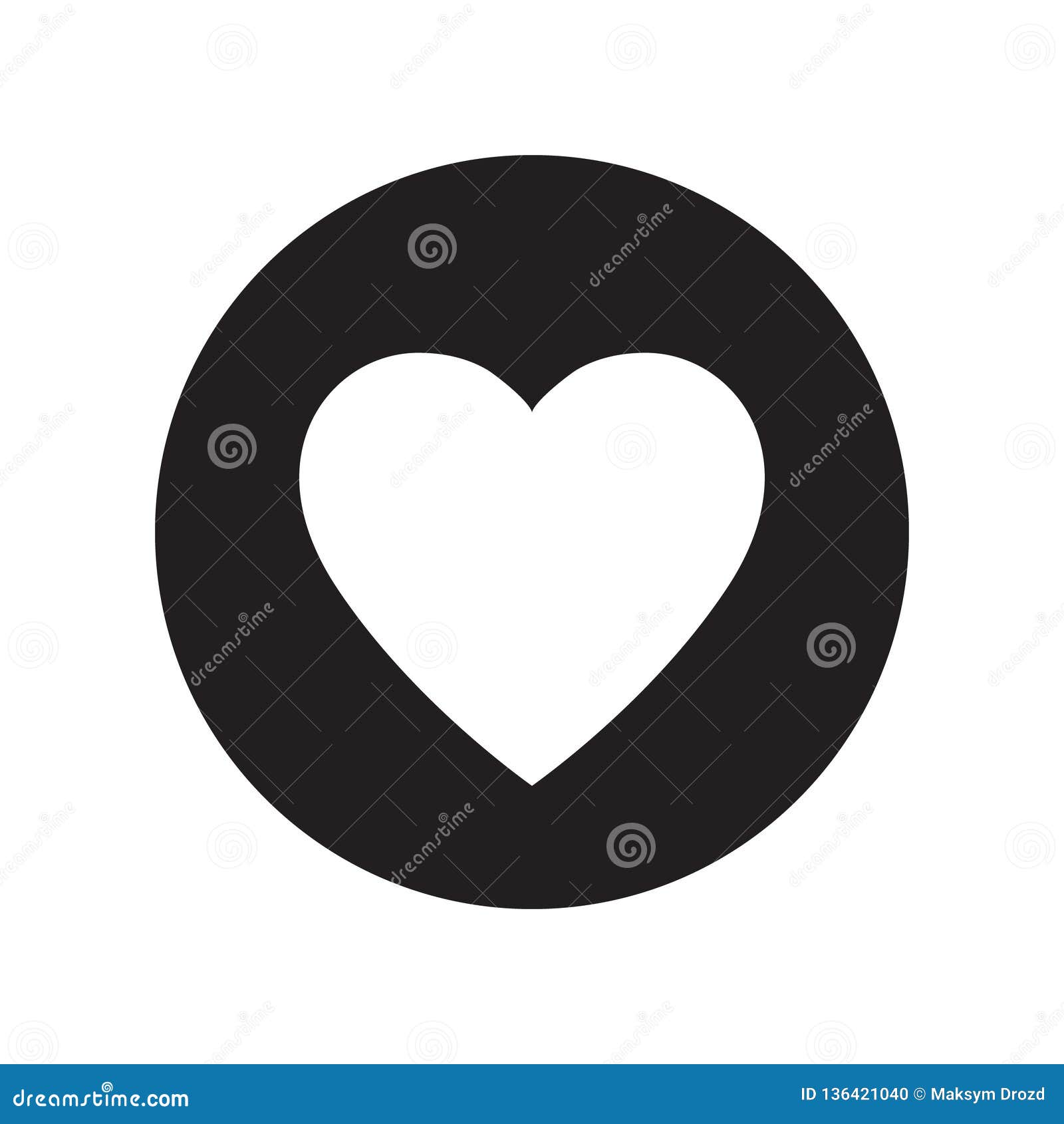 Love Symbol, Heart Inside a Circle, Vector Icon Illustration Stock ...