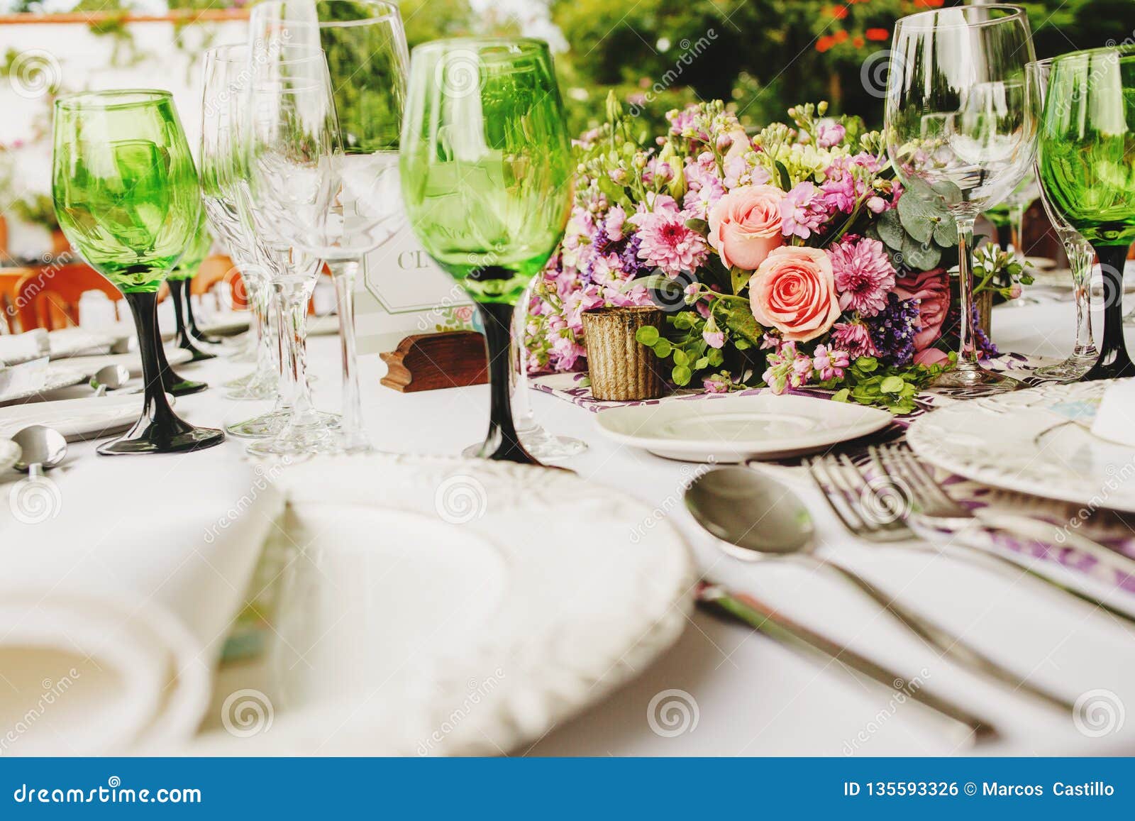 Love Table Setup Wedding Guest Table Reception Layout Rustic And Vintage Background Stock