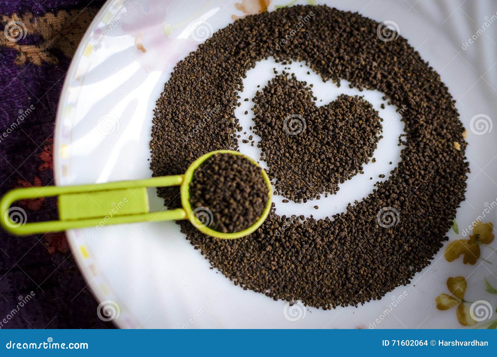 Love Tea Tea Grains in Tea Spoon and Plate Stock Photo - Image of ...