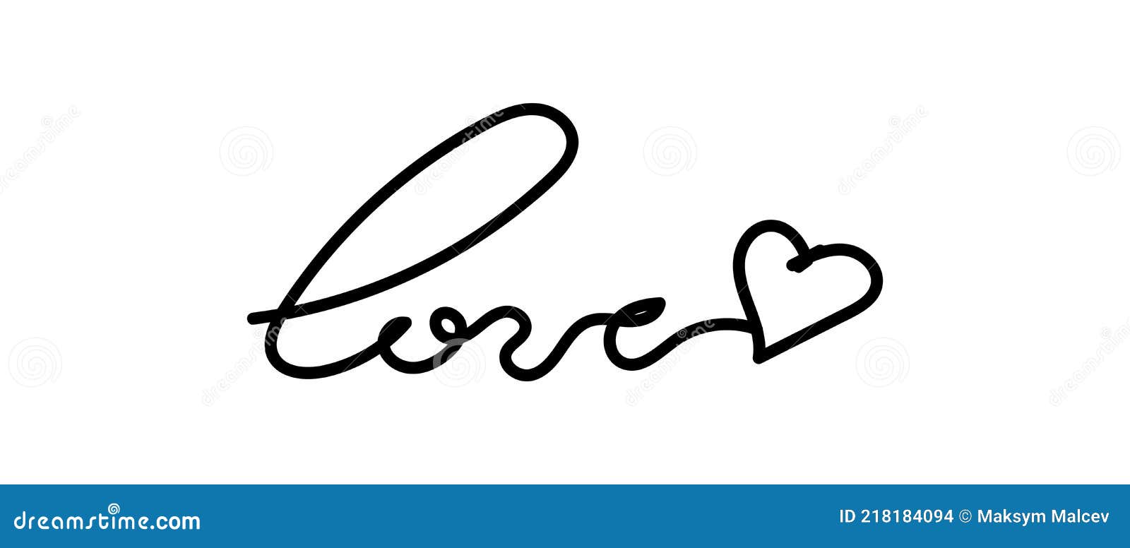 Love Text, Continuous Line Hand Drawn. Vector Illustration Isolated on ...