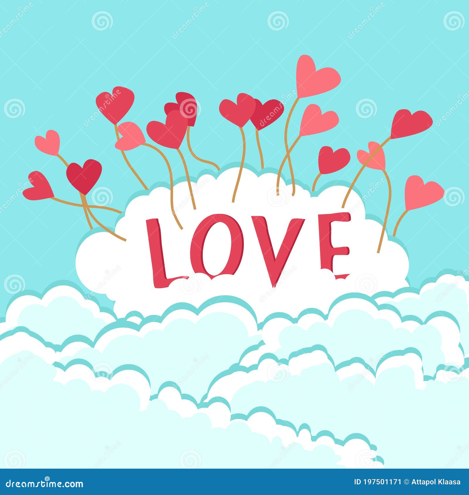 Love Text Flying on Sky Background Stock Vector - Illustration of ...