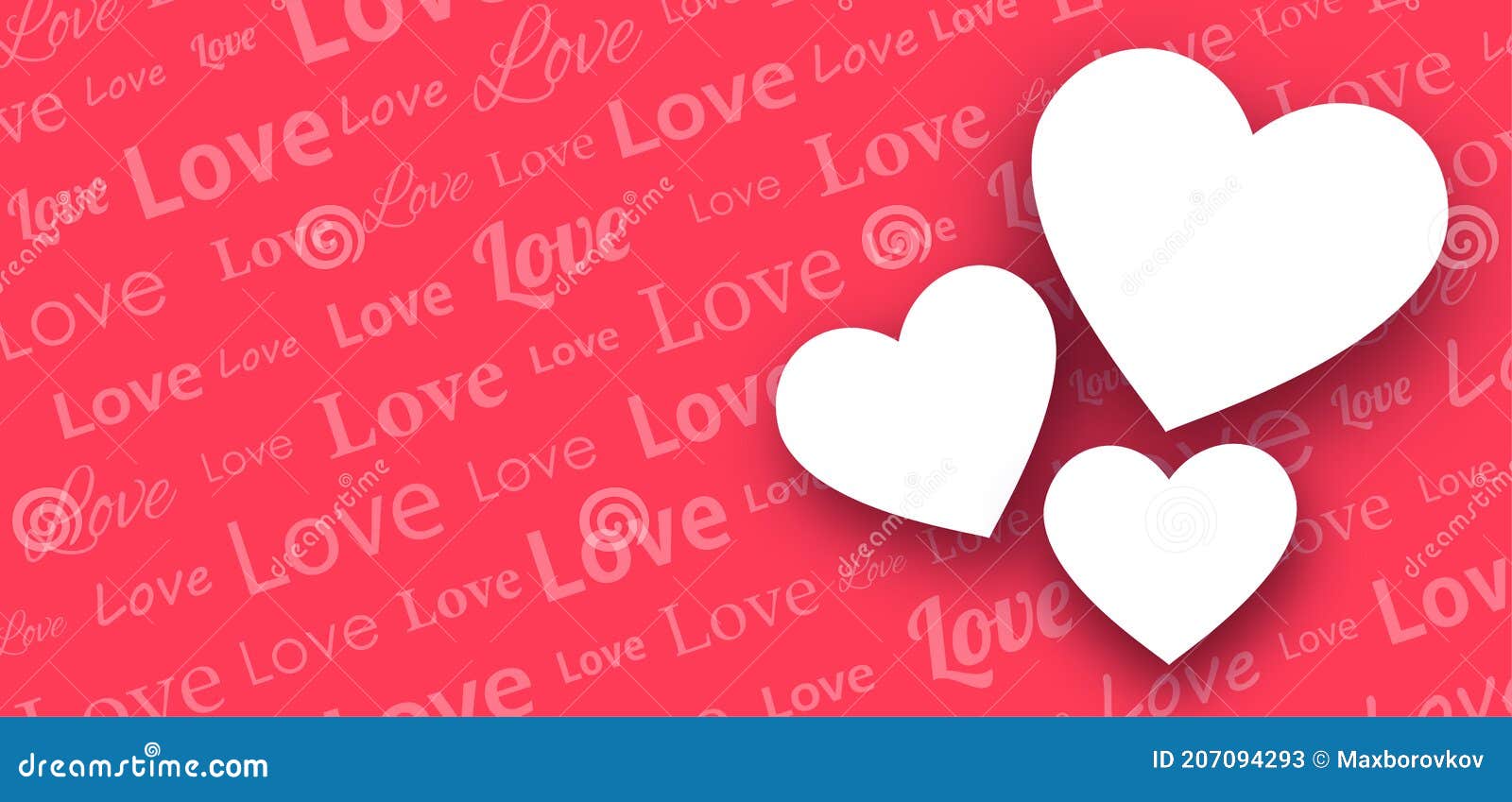 Love Text Pattern with Three Empty Hearts Stock Vector - Illustration ...