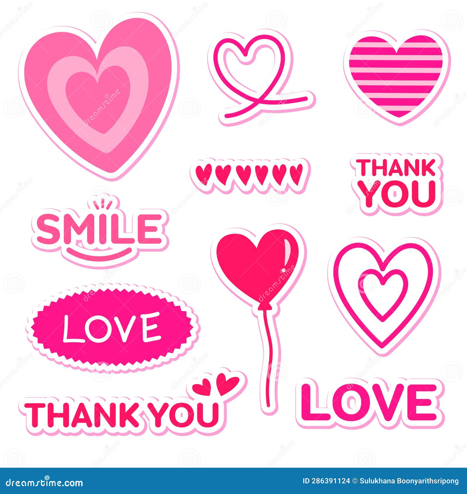 Love and Thank You Sticker for daily Planner, Valentine, Element and ...