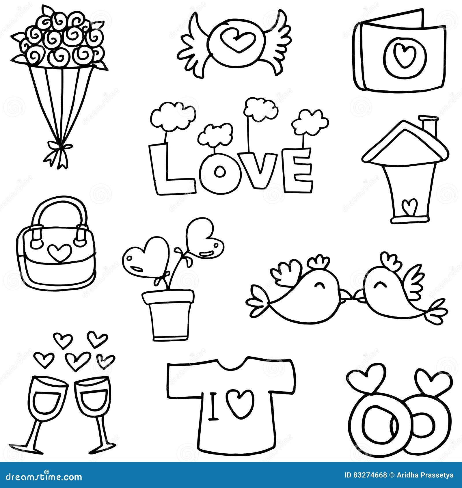 Love Theme Hand Draw of Doodles Stock Vector - Illustration of ...