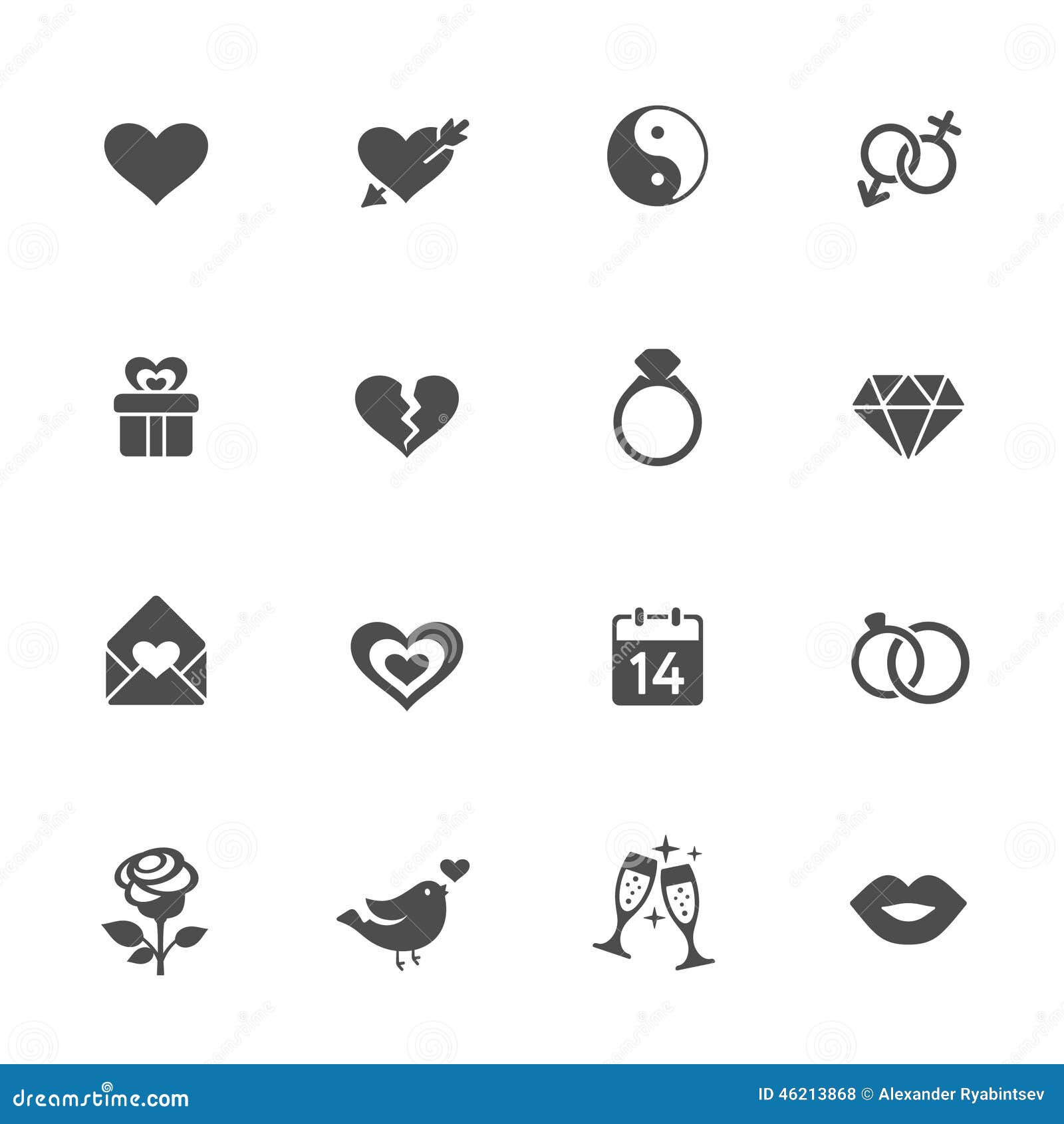 Love theme icon set stock vector. Illustration of diamond - 46213868