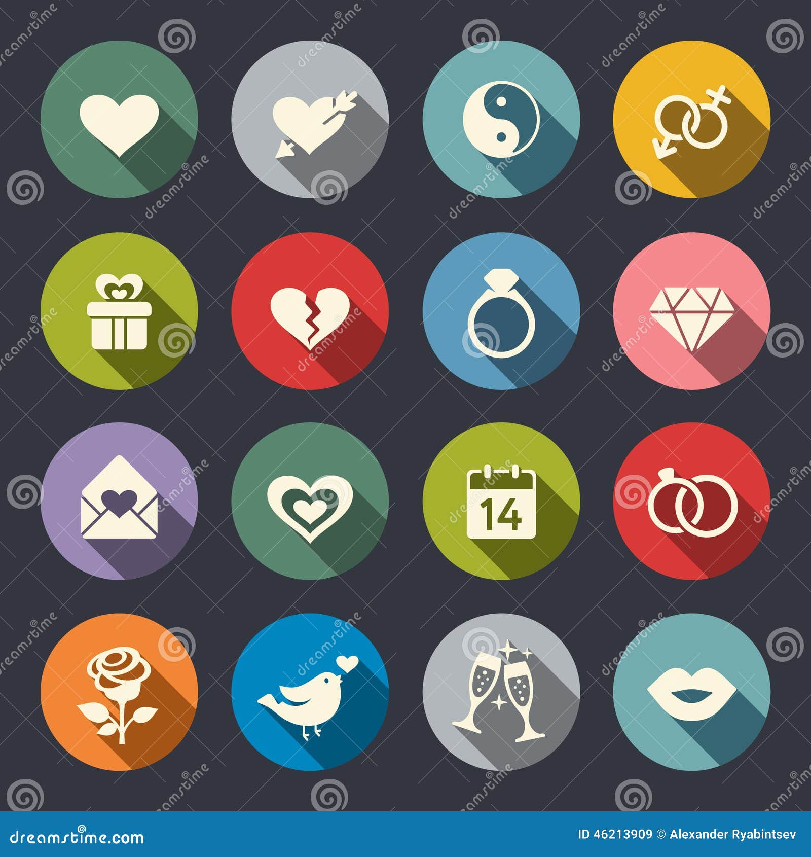 Love theme icon set stock vector. Illustration of celebration - 46213909