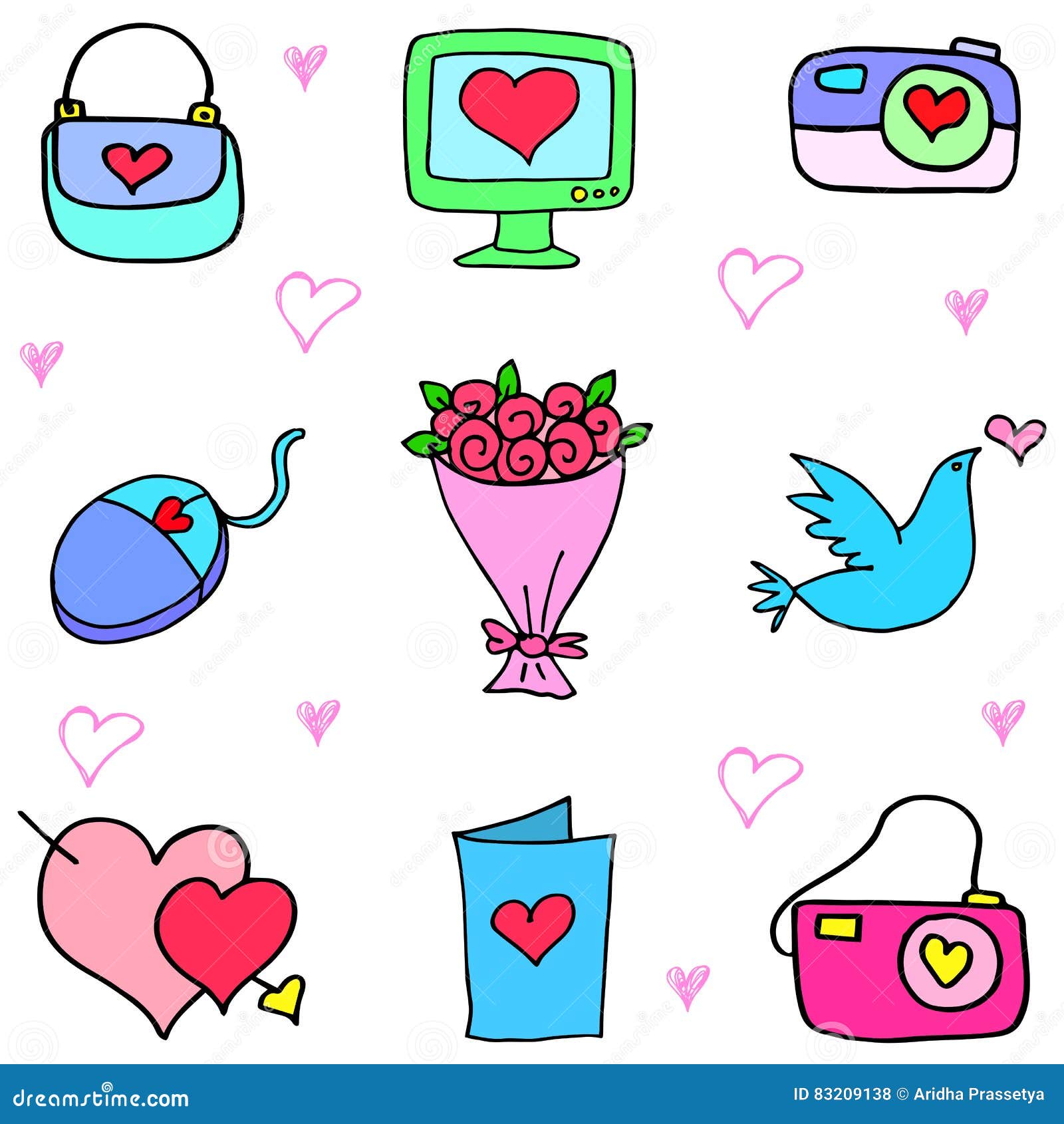 Love Theme Object Doodles Stock Illustrations – 60 Love Theme Object ...