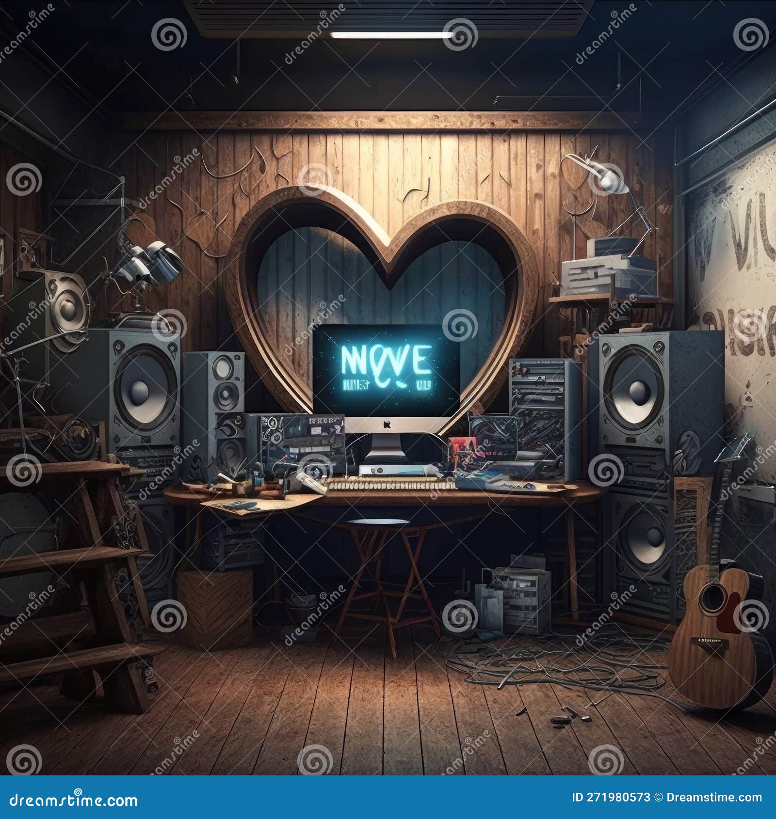 Love Themed Music Studio for Making Songs Generative AI Stock ...