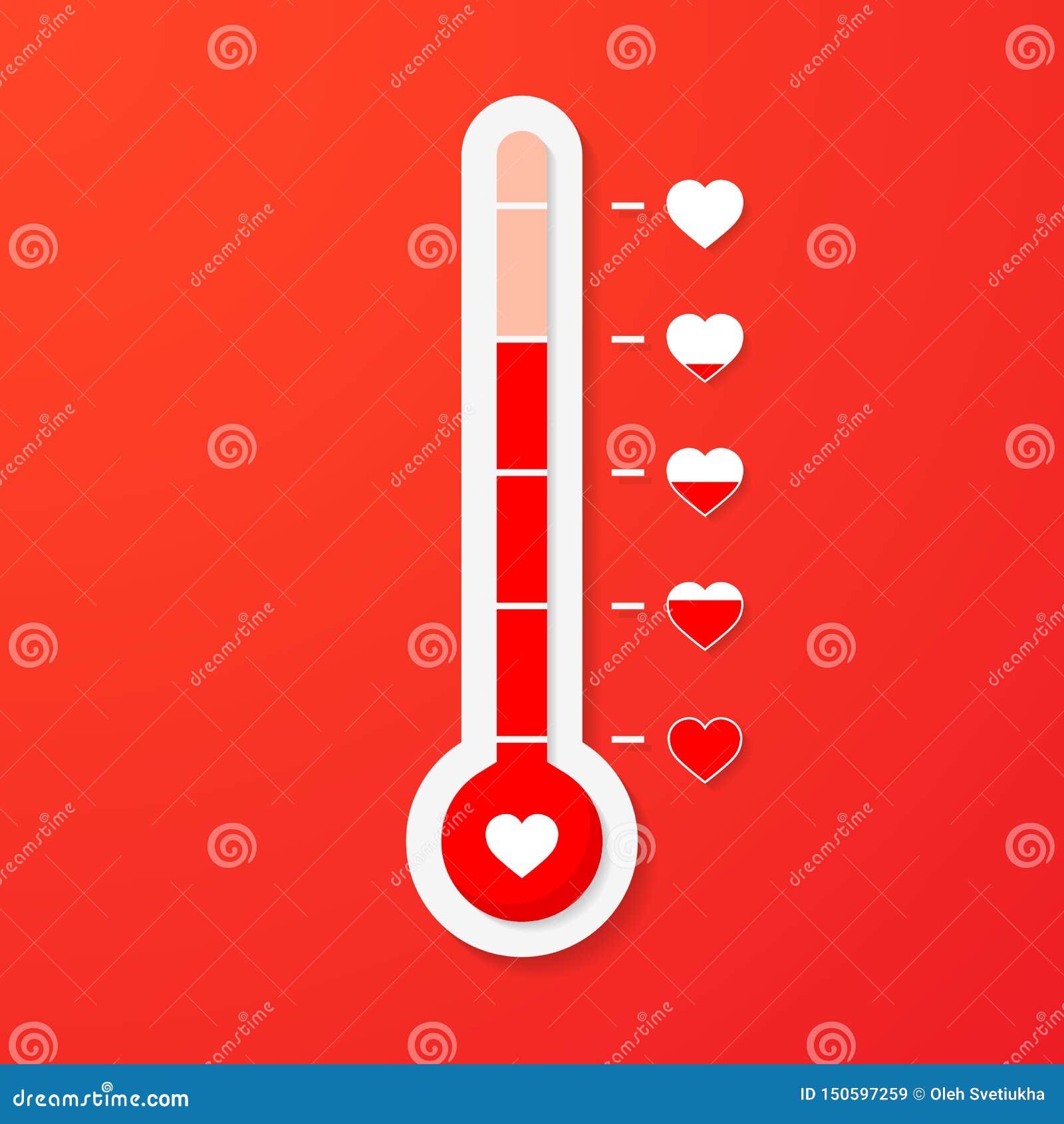 Love Thermometer. Valentines Day Card Element in Simple Flat Style ...