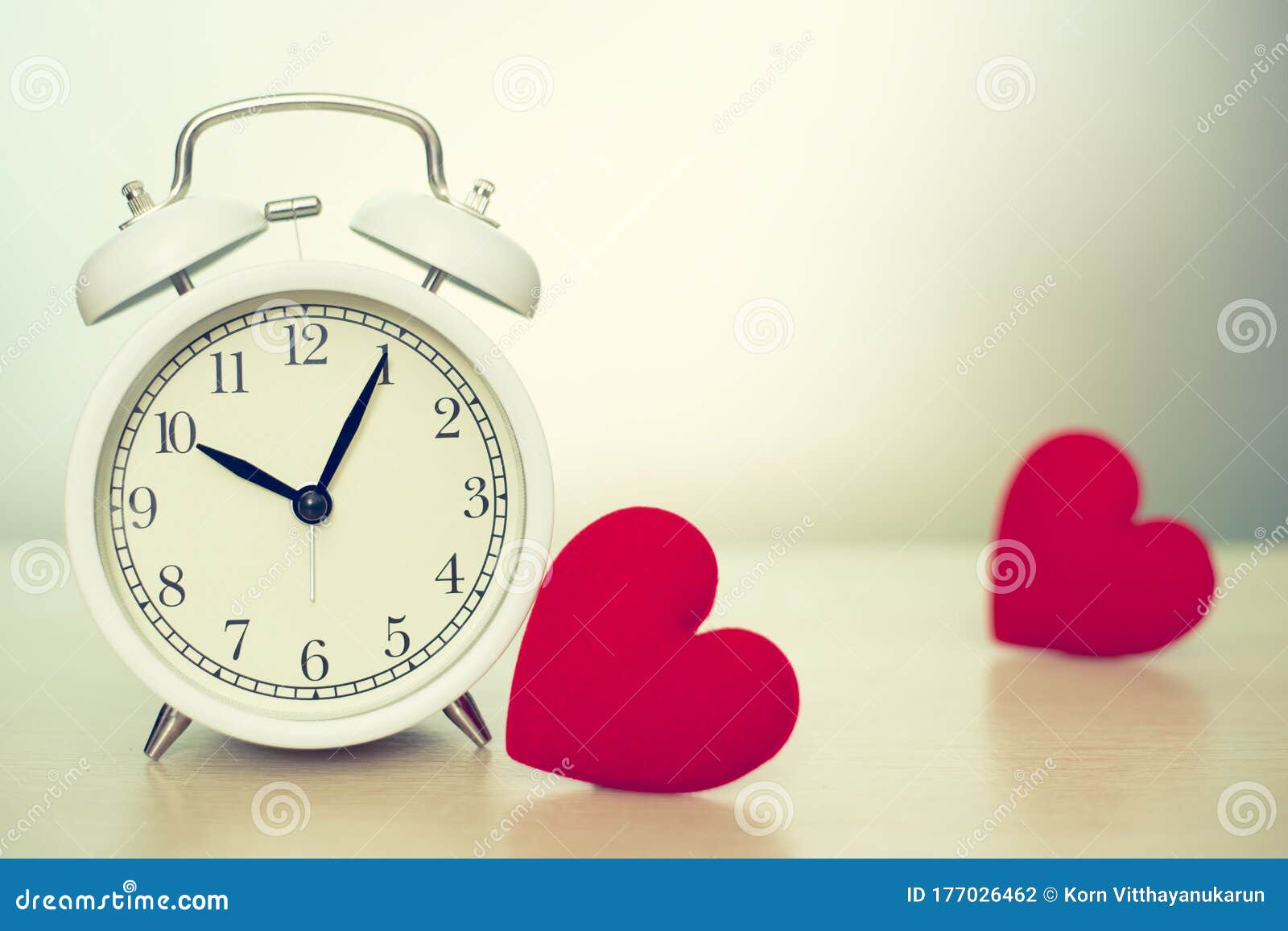 Love Times Clock with Red Heart Space for Text Stock Photo - Image of ...