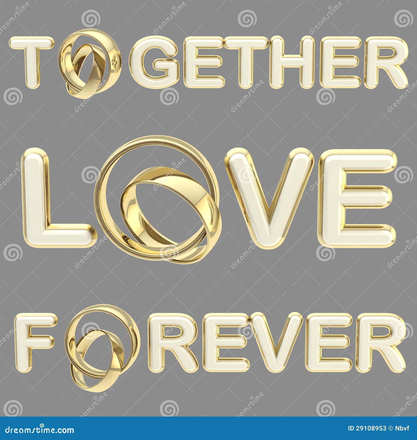 Love, Together, Forever Words Isolated on Grey Stock Illustration ...