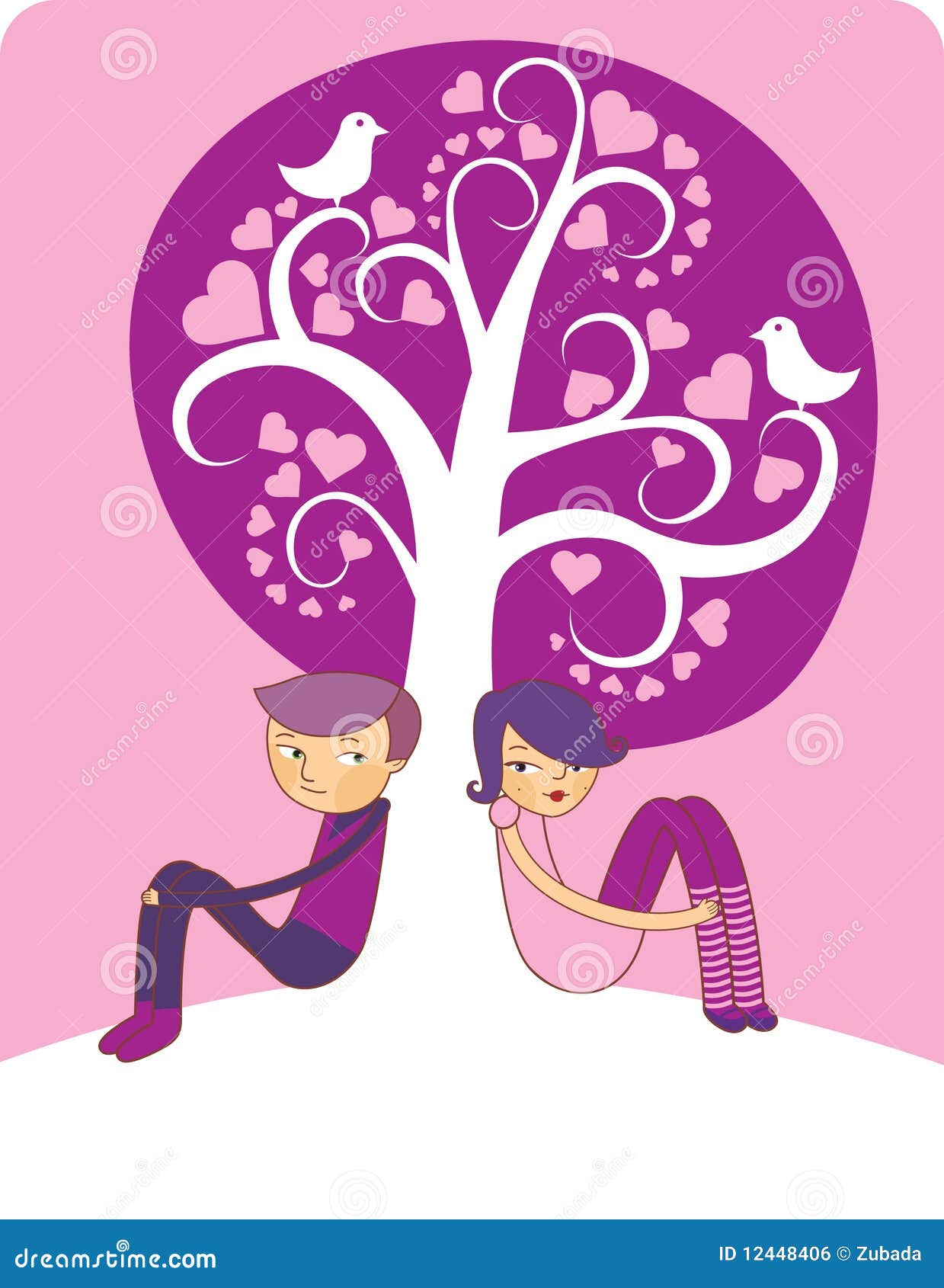 Love tree stock vector. Illustration of artistic, happy - 12448406