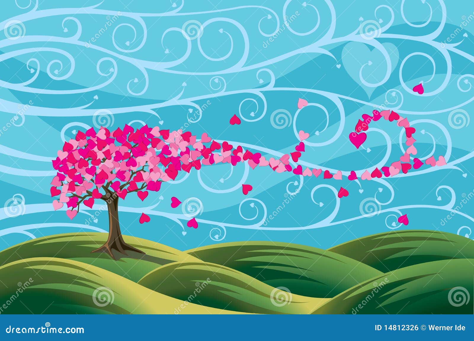 Love tree stock vector. Illustration of leaves, romantic - 14812326