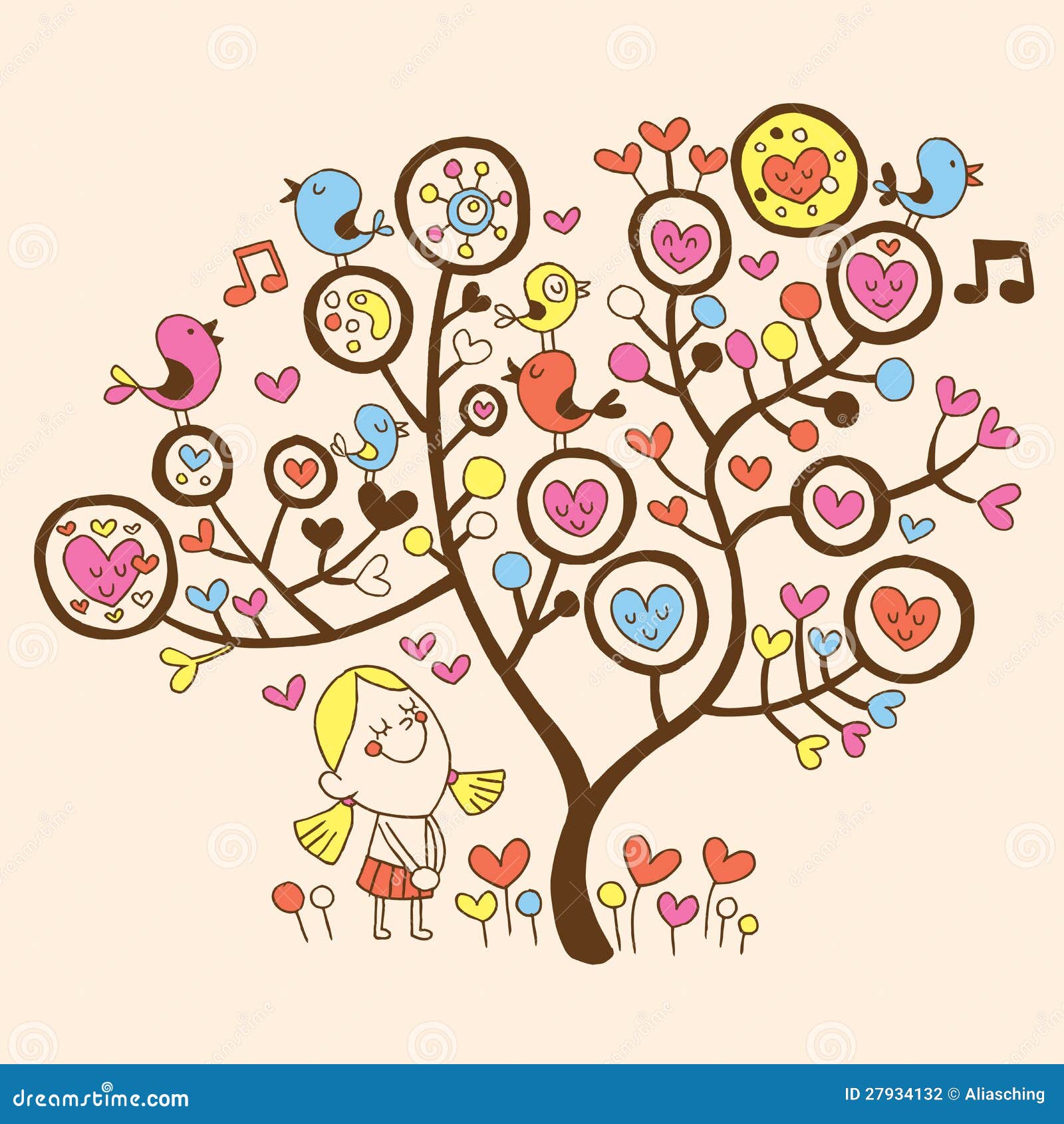 Love tree stock vector. Illustration of blossom, music - 27934132