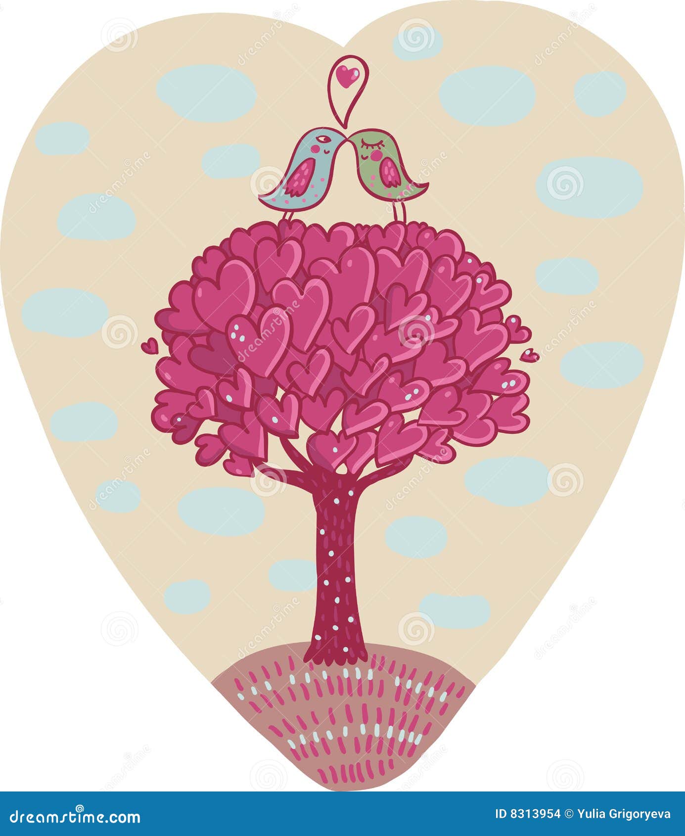 Love tree stock vector. Illustration of love, cute, bird - 8313954