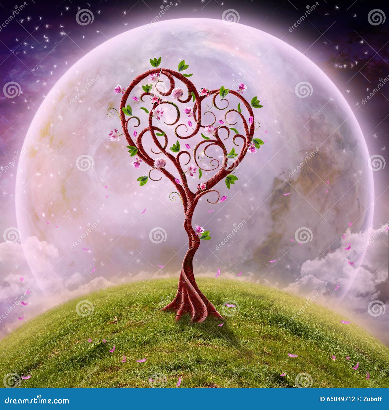 Love Tree stock illustration. Illustration of hill, girl - 65049712