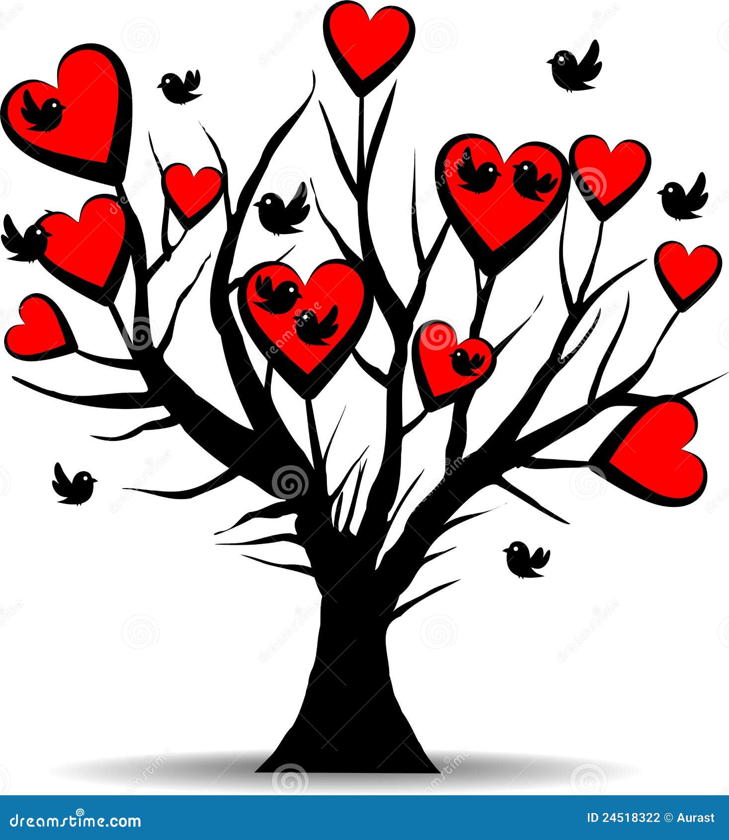 Love Tree Vector Black