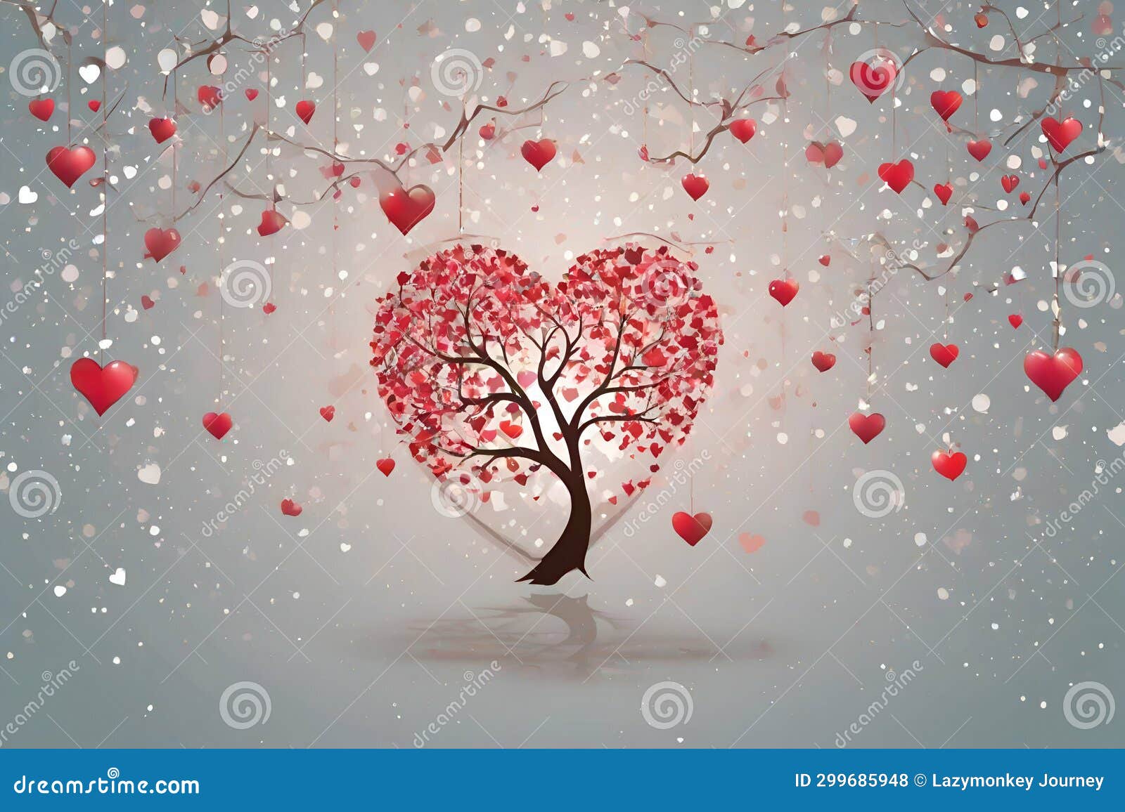 Love Tree Having Hanging Heart Shapes Stock Illustration - Illustration ...