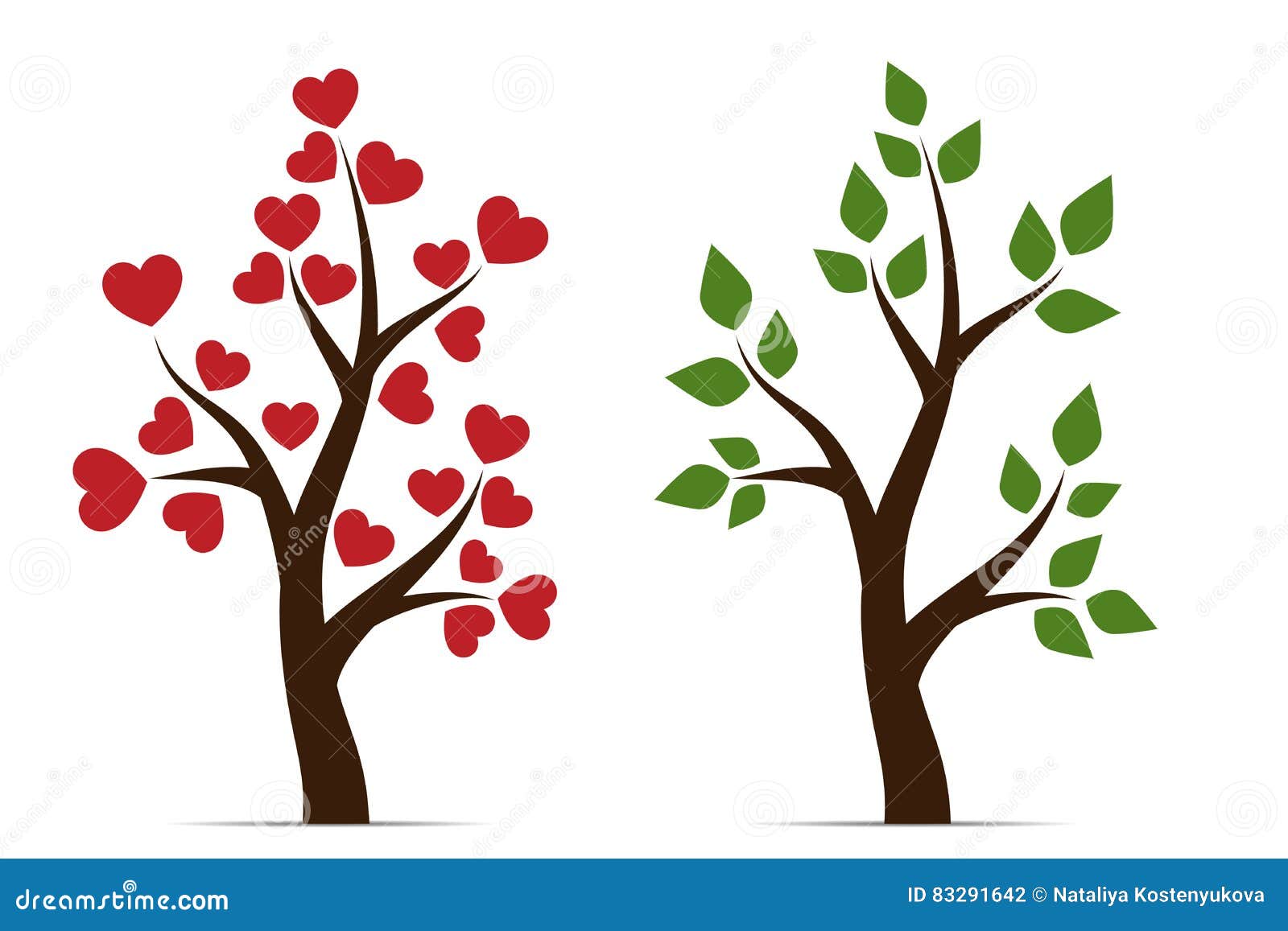 Love Tree with Heart Leaves Stock Vector - Illustration of happiness ...