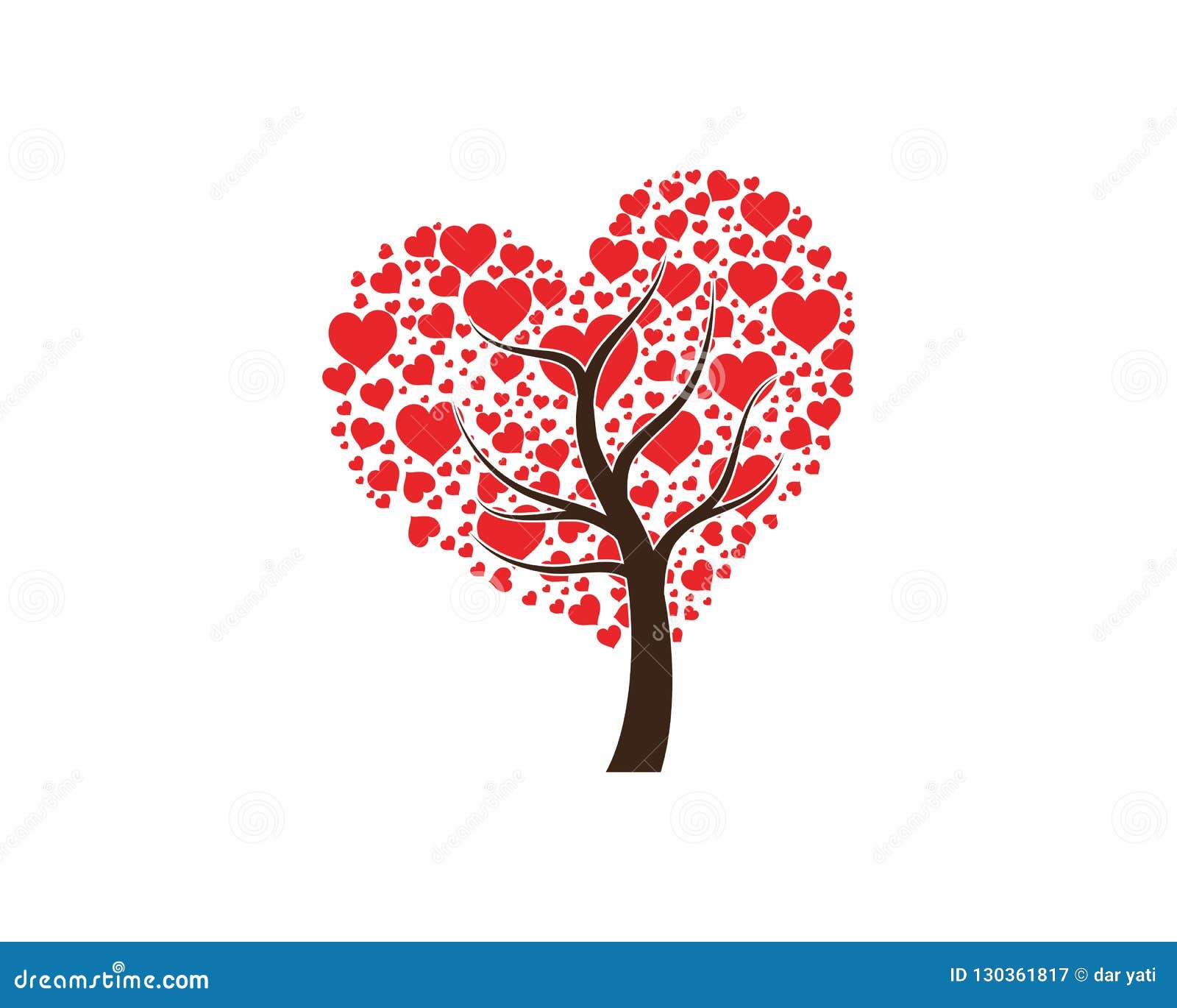 Love Tree with Heart Leaves Vector Stock Vector - Illustration of card ...