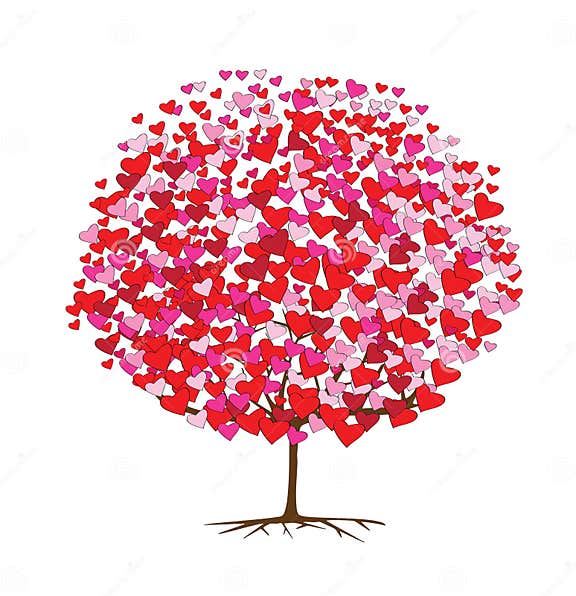 Love Tree with Hearts, Valentine Theme Stock Vector - Illustration of ...