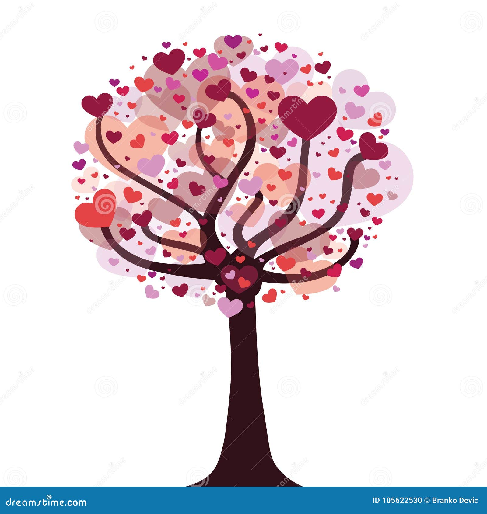 Love Tree with Hearts Vector Illustration Stock Vector - Illustration ...
