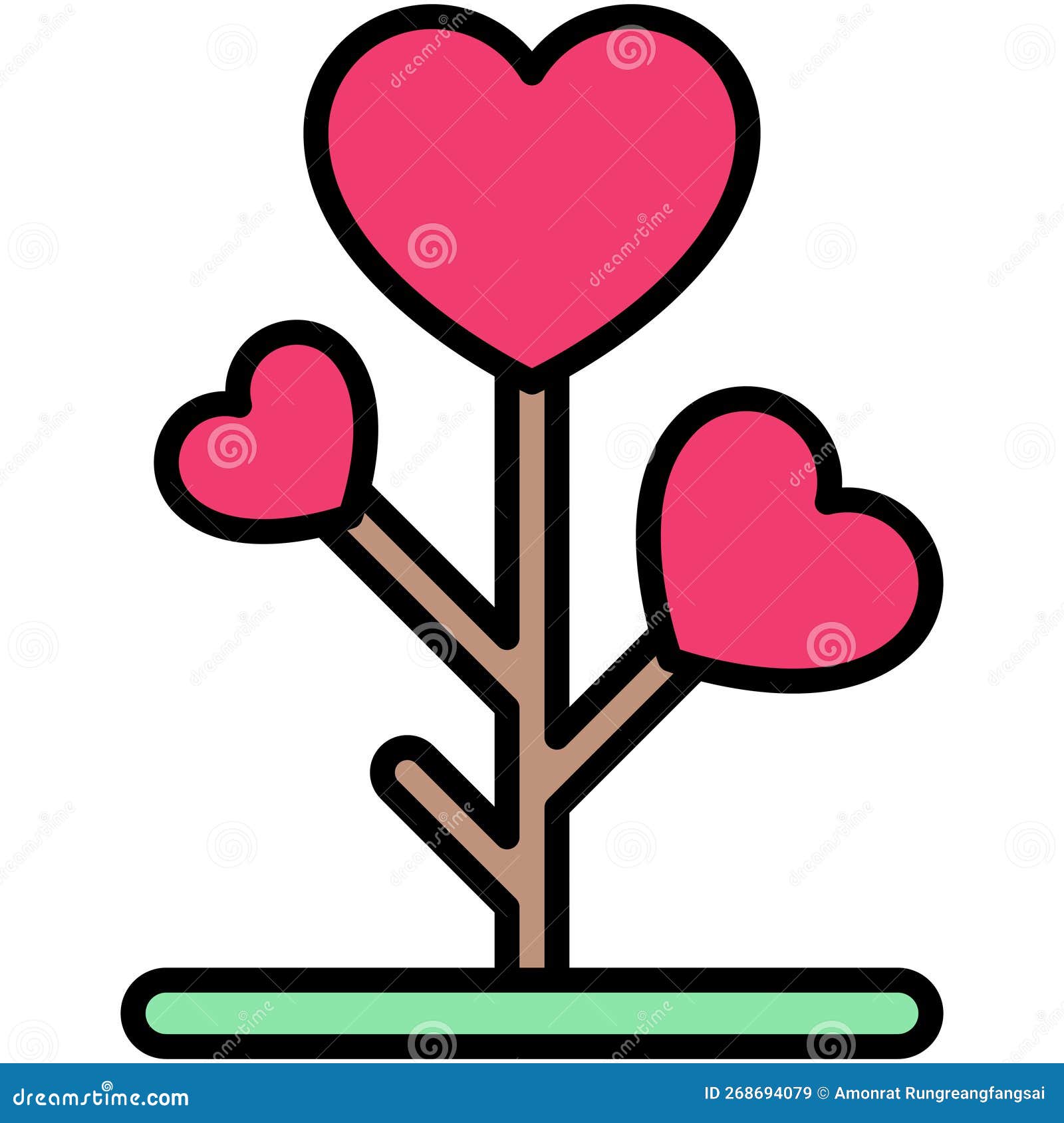 Love Tree Icon, Love and Heart Vector Stock Vector - Illustration of ...