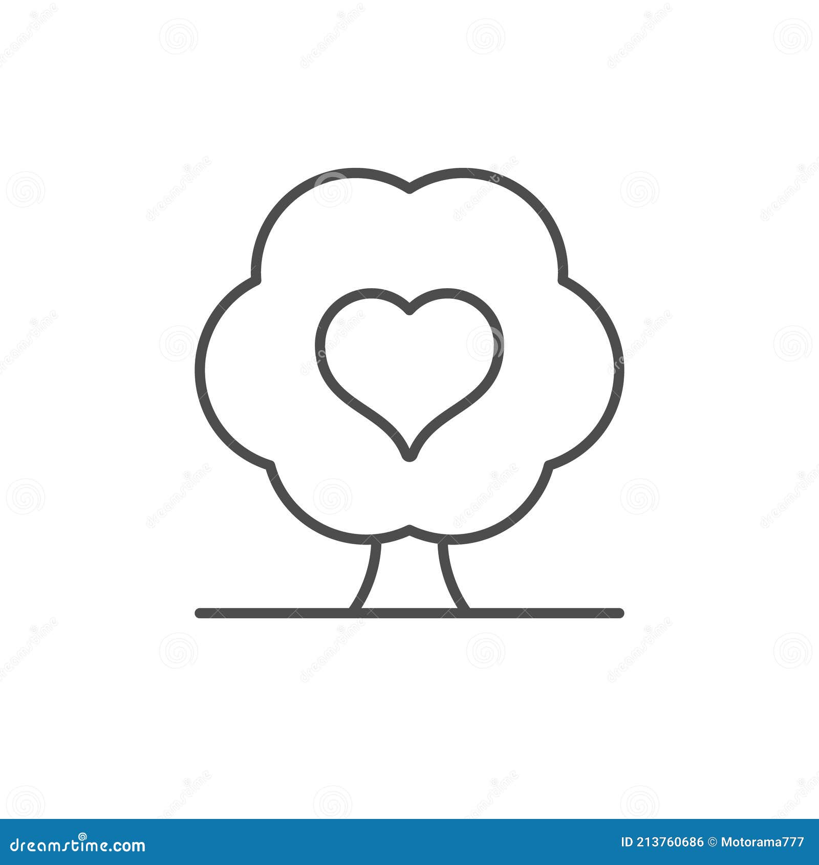 Love Tree Line Outline Icon Stock Vector - Illustration of happiness ...